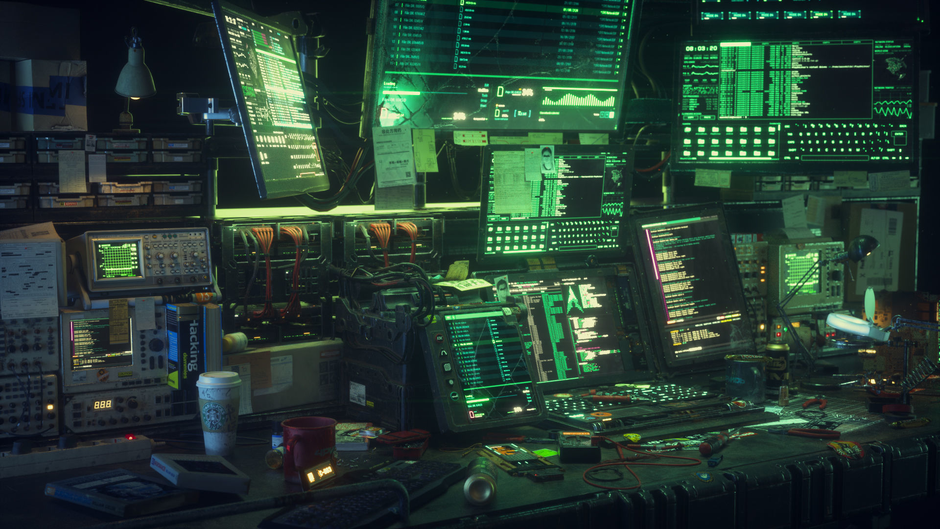 Cyberpunk Hacker Workspace C4d and Redshift and Octane 3D model | CGTrader