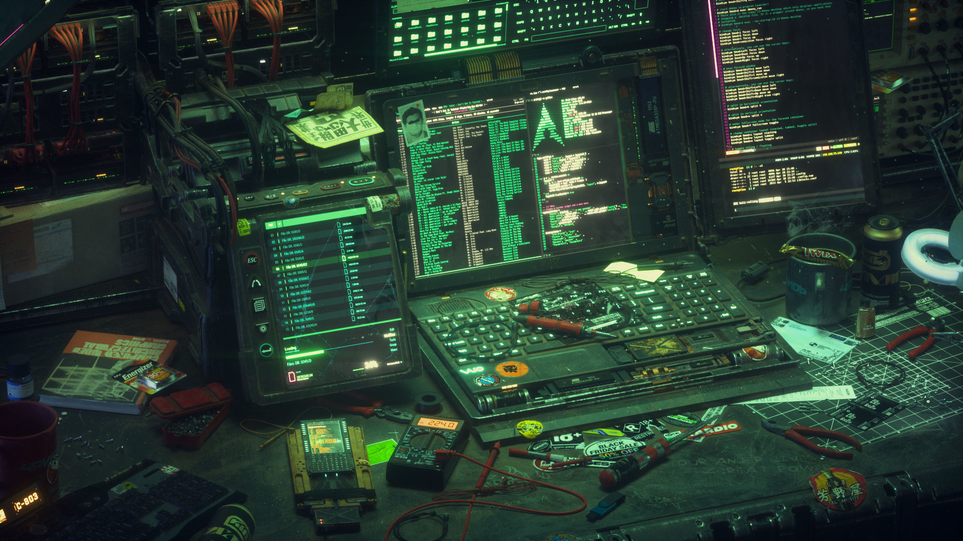 Cyberpunk Hacker Workspace C4d and Redshift and Octane 3D model | CGTrader