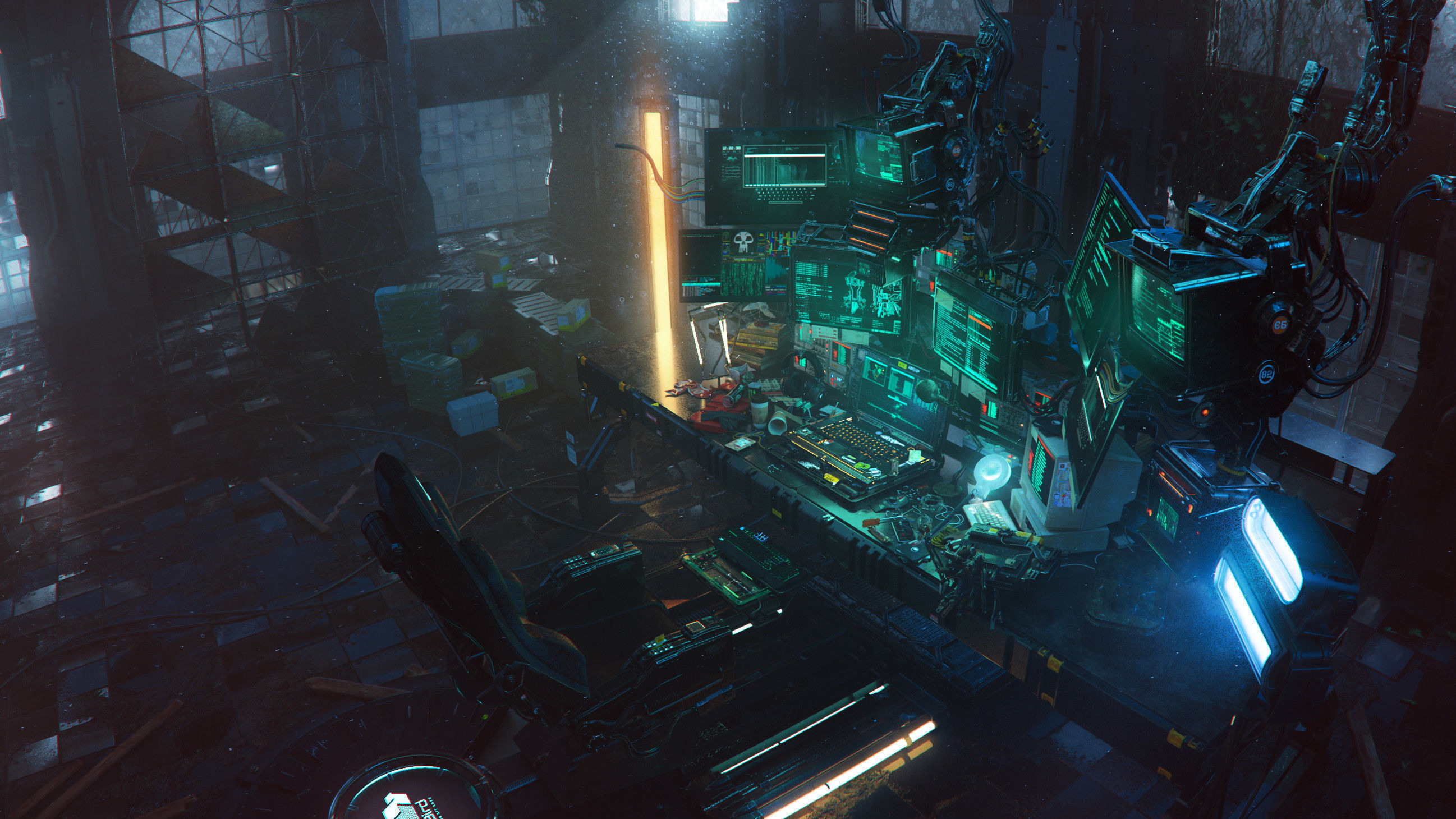 Cyberpunk Hacker Workspace C4d and Redshift and Octane 3D model | CGTrader