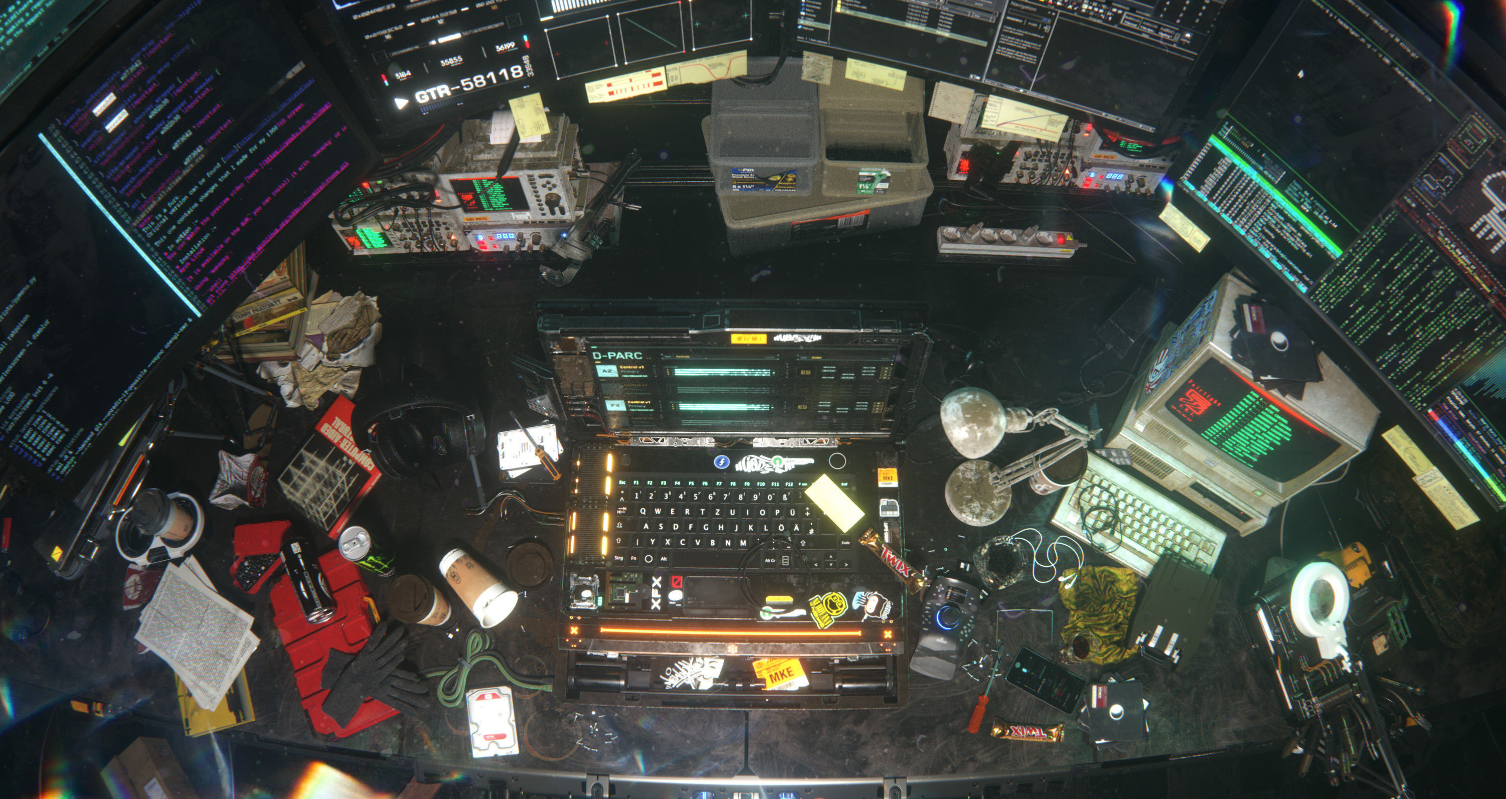 Cyberpunk Hacker Workspace C4d and Redshift and Octane 3D model | CGTrader