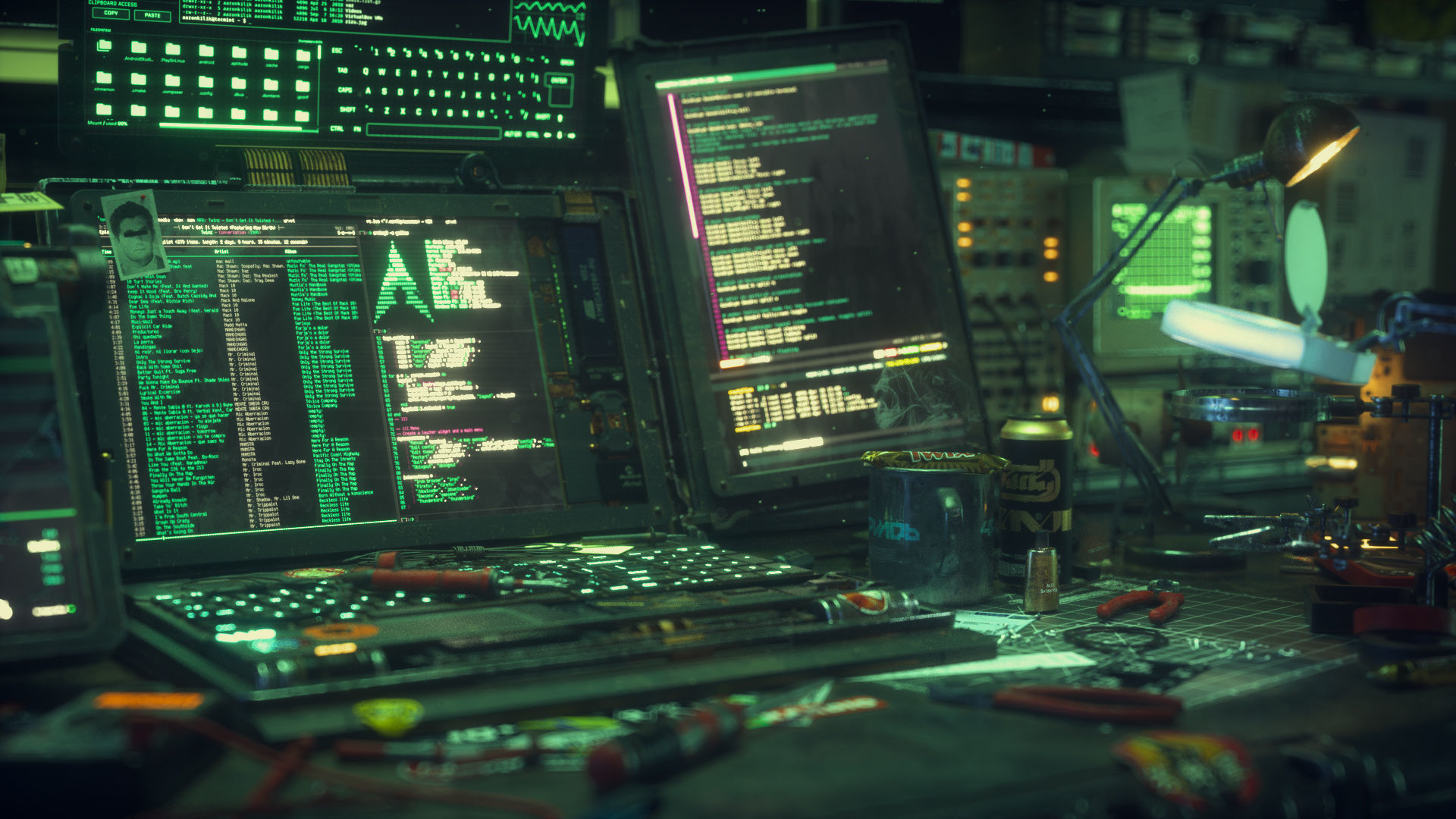 Cyberpunk Hacker Workspace C4d and Redshift and Octane 3D model | CGTrader