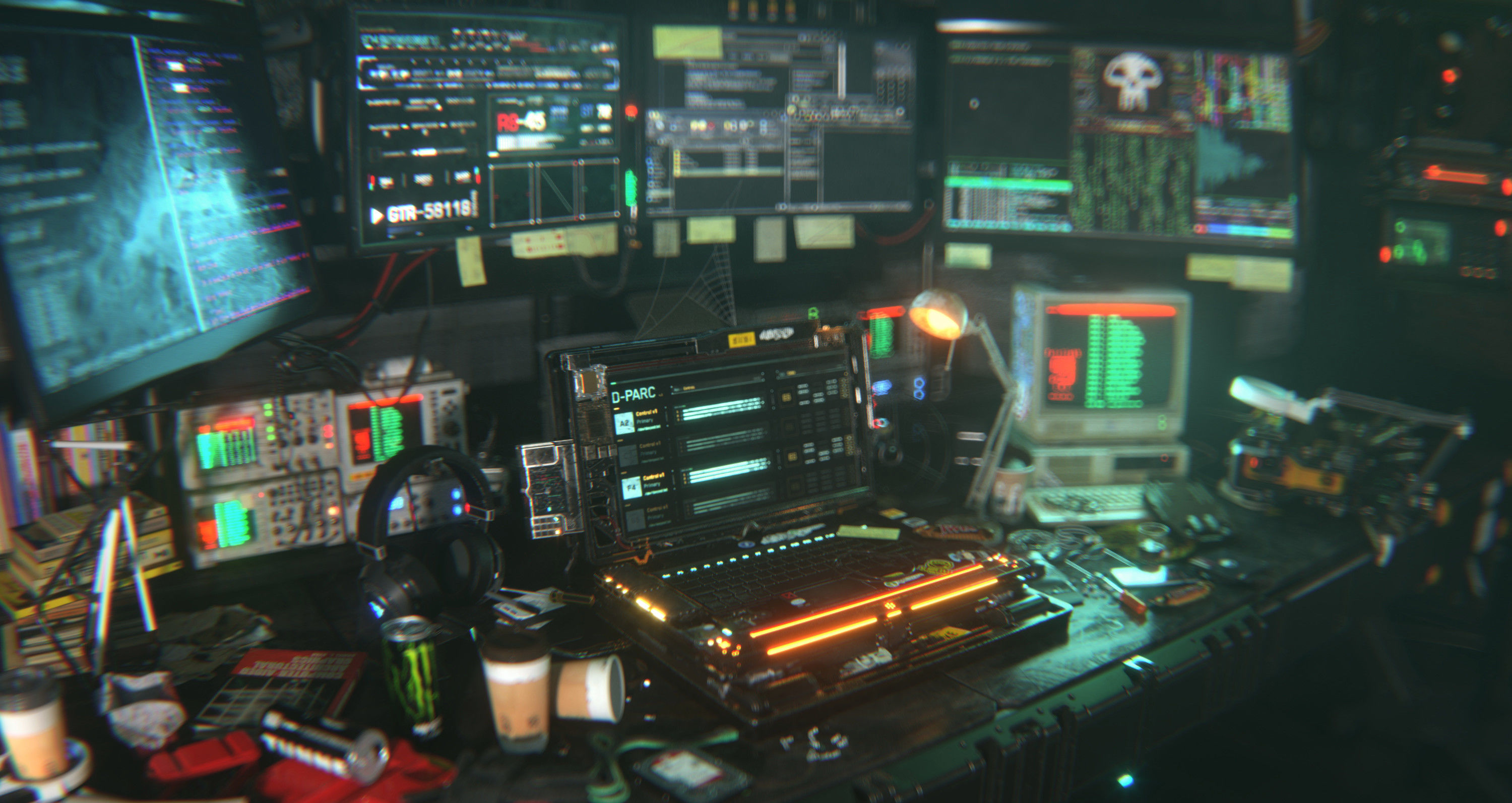 Cyberpunk Hacker Workspace C4d and Redshift and Octane 3D model | CGTrader