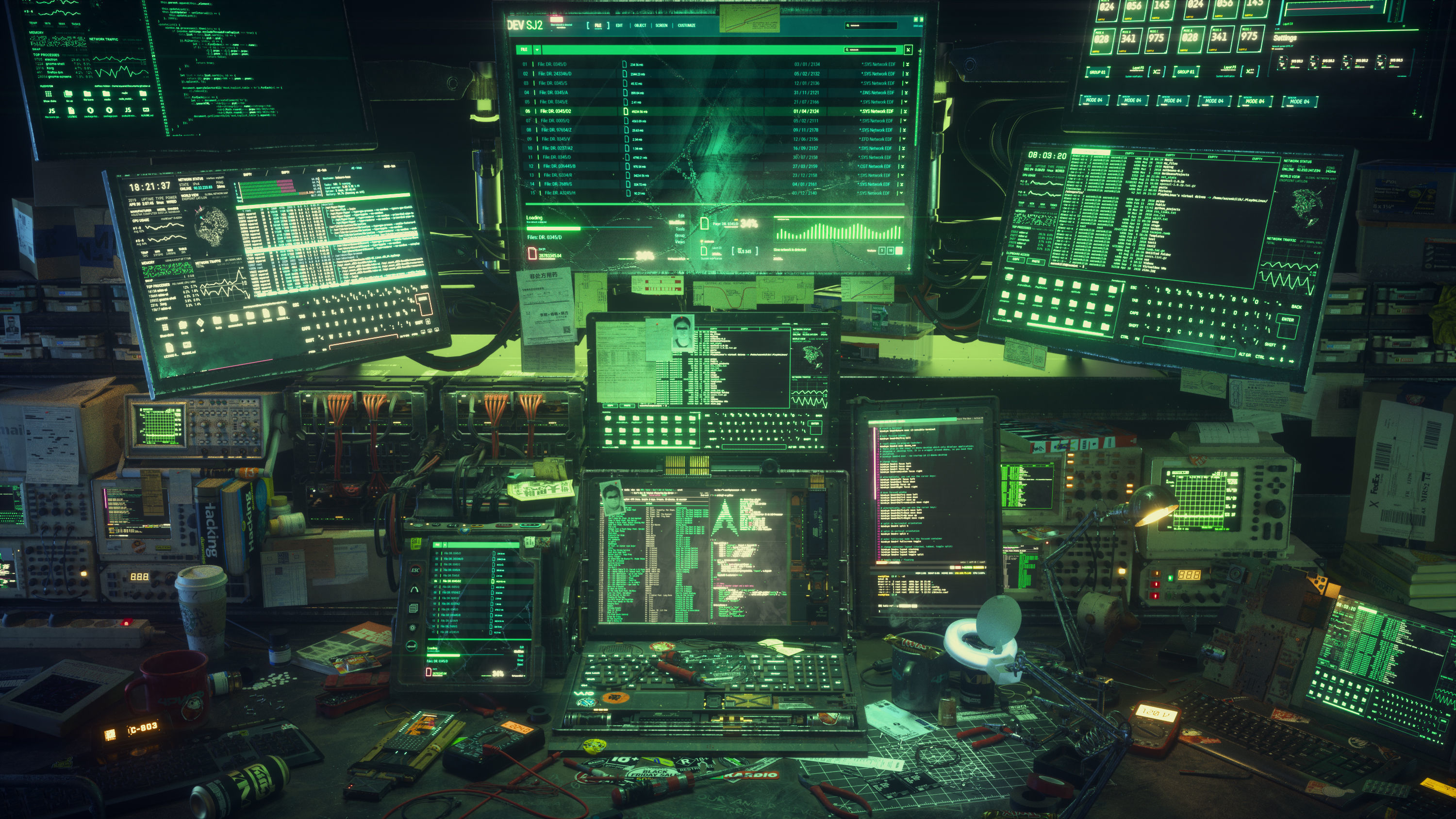 Cyberpunk Hacker Workspace C4d and Redshift and Octane 3D model | CGTrader
