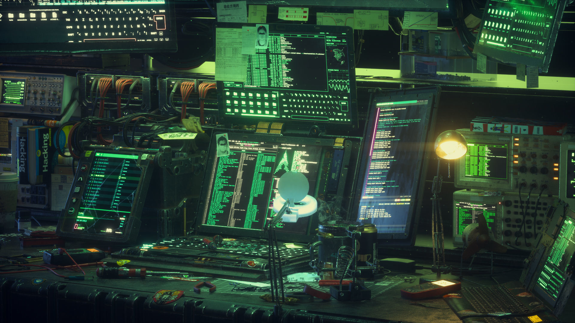 Cyberpunk Hacker Workspace C4d and Redshift and Octane 3D model | CGTrader