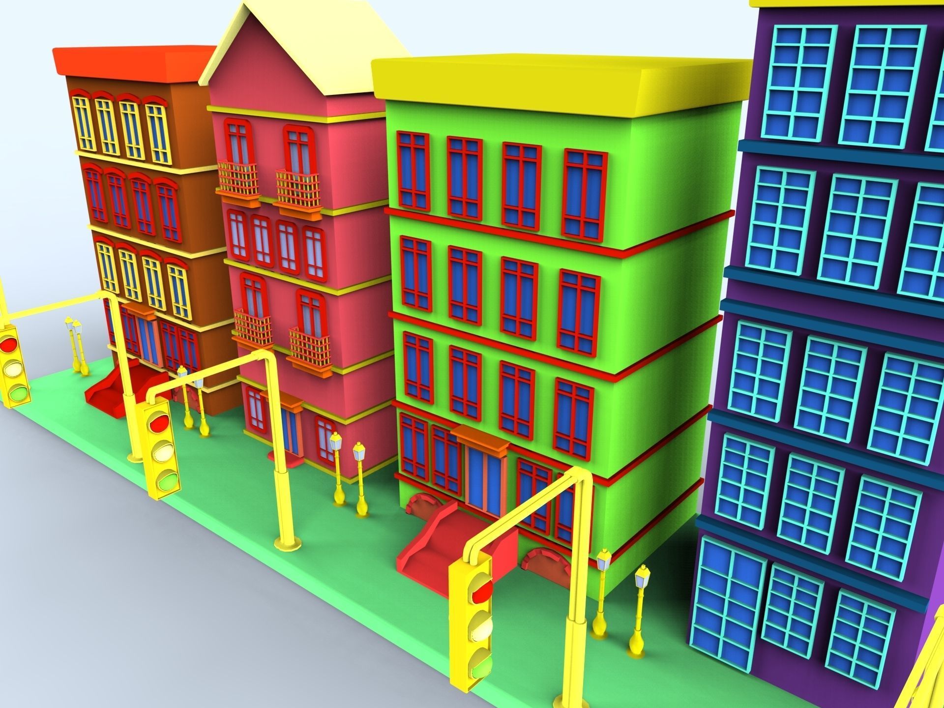 Colorfull cartoon building free VR / AR / low-poly 3D model | CGTrader