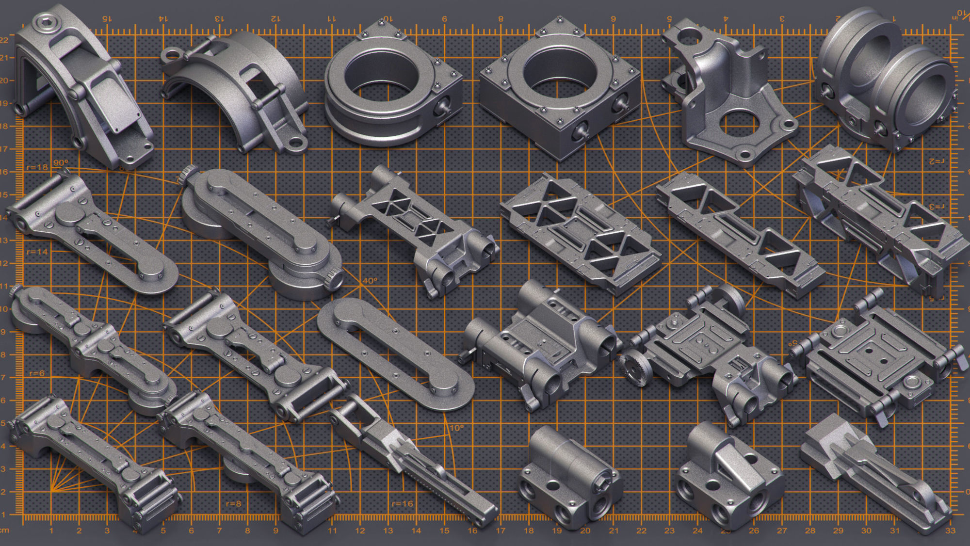 Mega Pack Hard Surface Kitbash 400 DETAILS 3D model | CGTrader