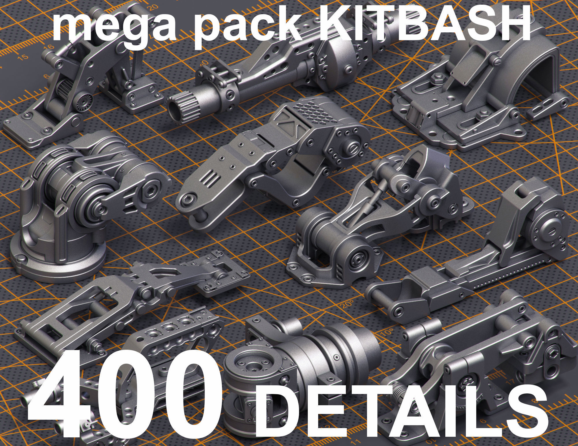 Mega Pack Hard Surface Kitbash 400 DETAILS 3D model | CGTrader