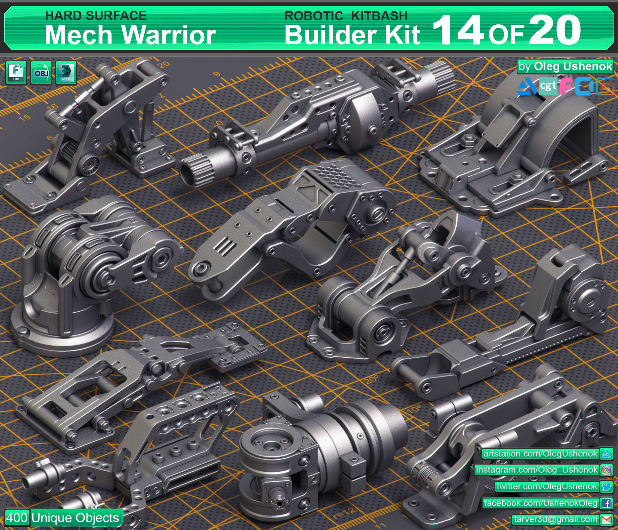 Mega Pack Hard Surface Kitbash 400 DETAILS 3D model | CGTrader