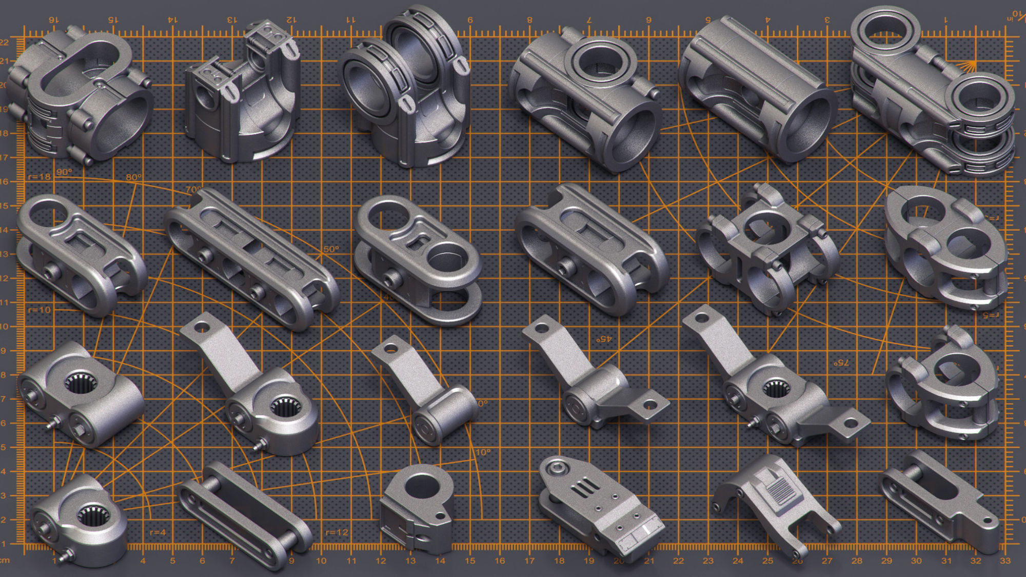 Mega Pack Hard Surface Kitbash 400 DETAILS 3D model | CGTrader