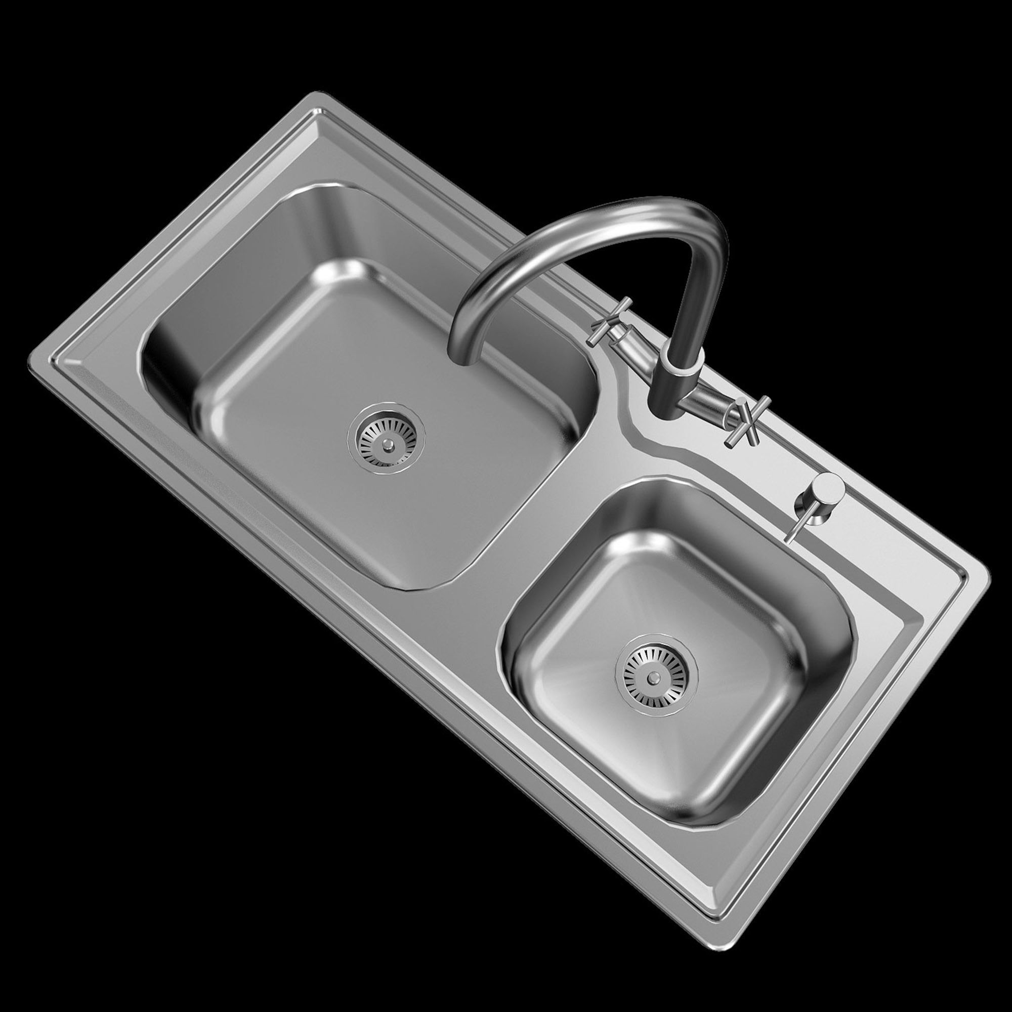 Kitchen Double Sink 3D model | CGTrader
