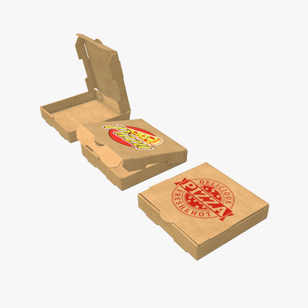 Cardboard box pizza 3D model | CGTrader