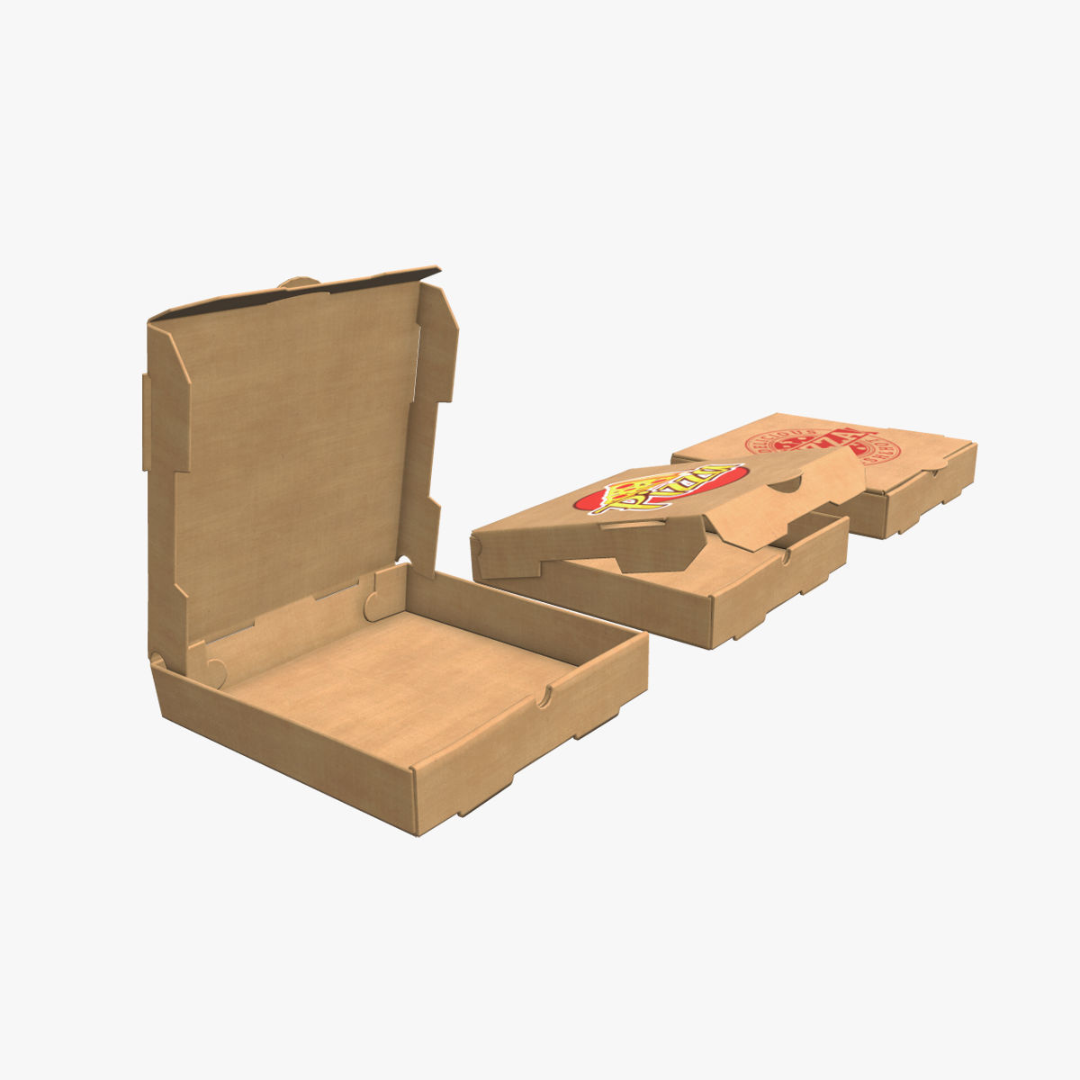 Cardboard box pizza 3D model | CGTrader