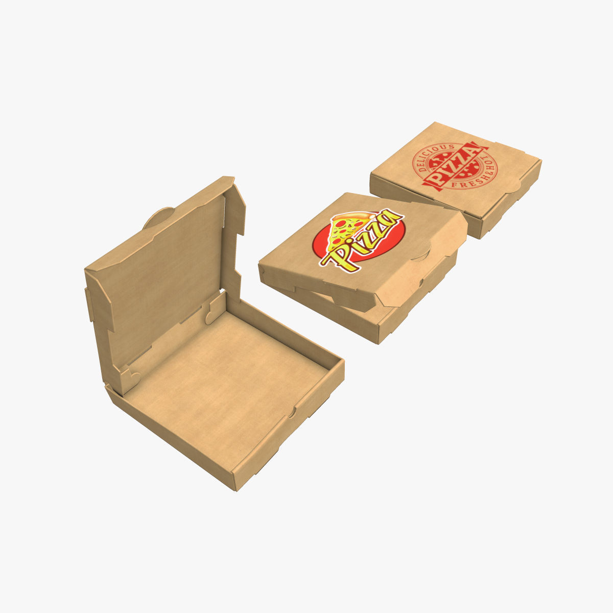 Cardboard box pizza 3D model | CGTrader