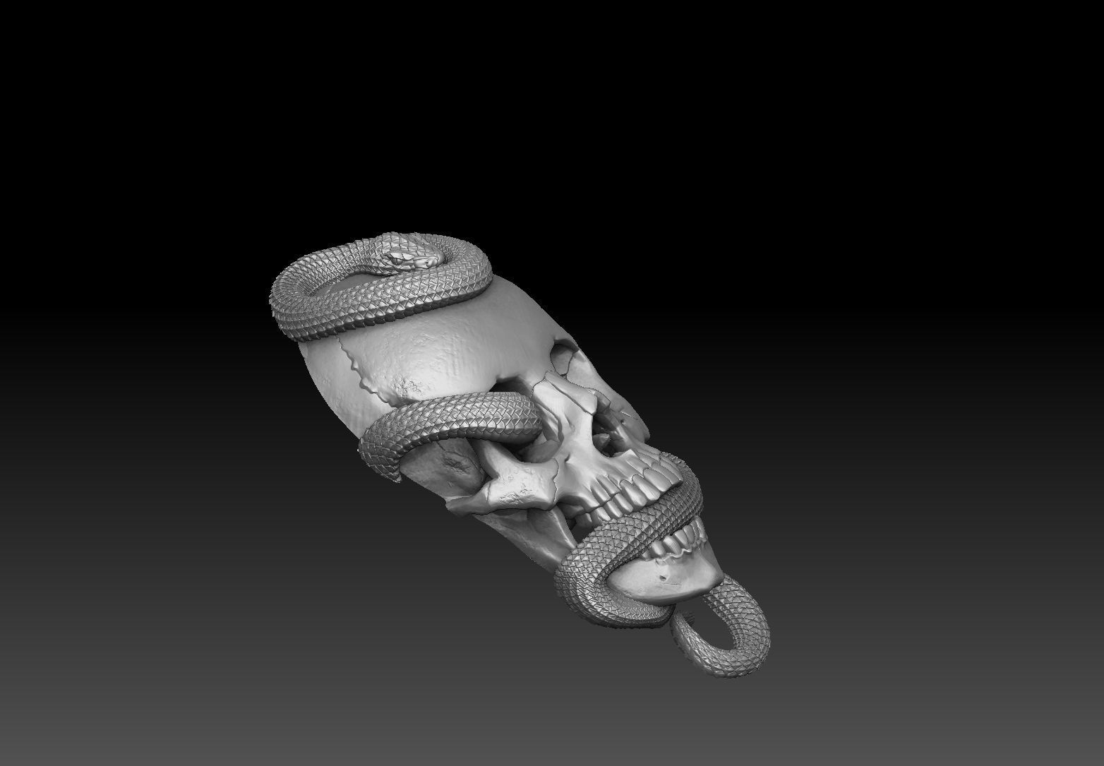 Skull with snake Bas-Relief cnc 3D print model 3D model 3D printable ...