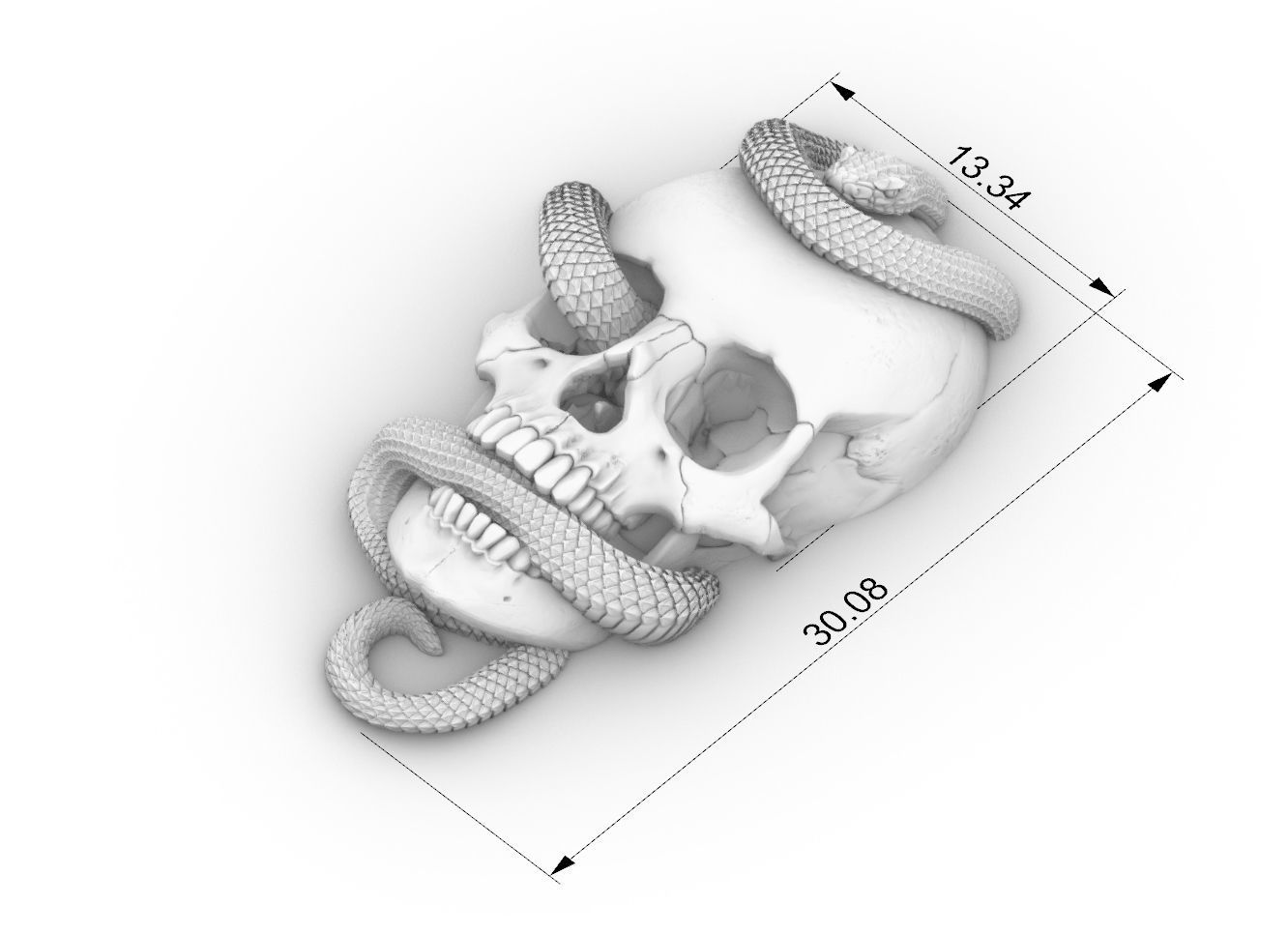 Skull with snake Bas-Relief cnc 3D print model 3D model 3D printable ...