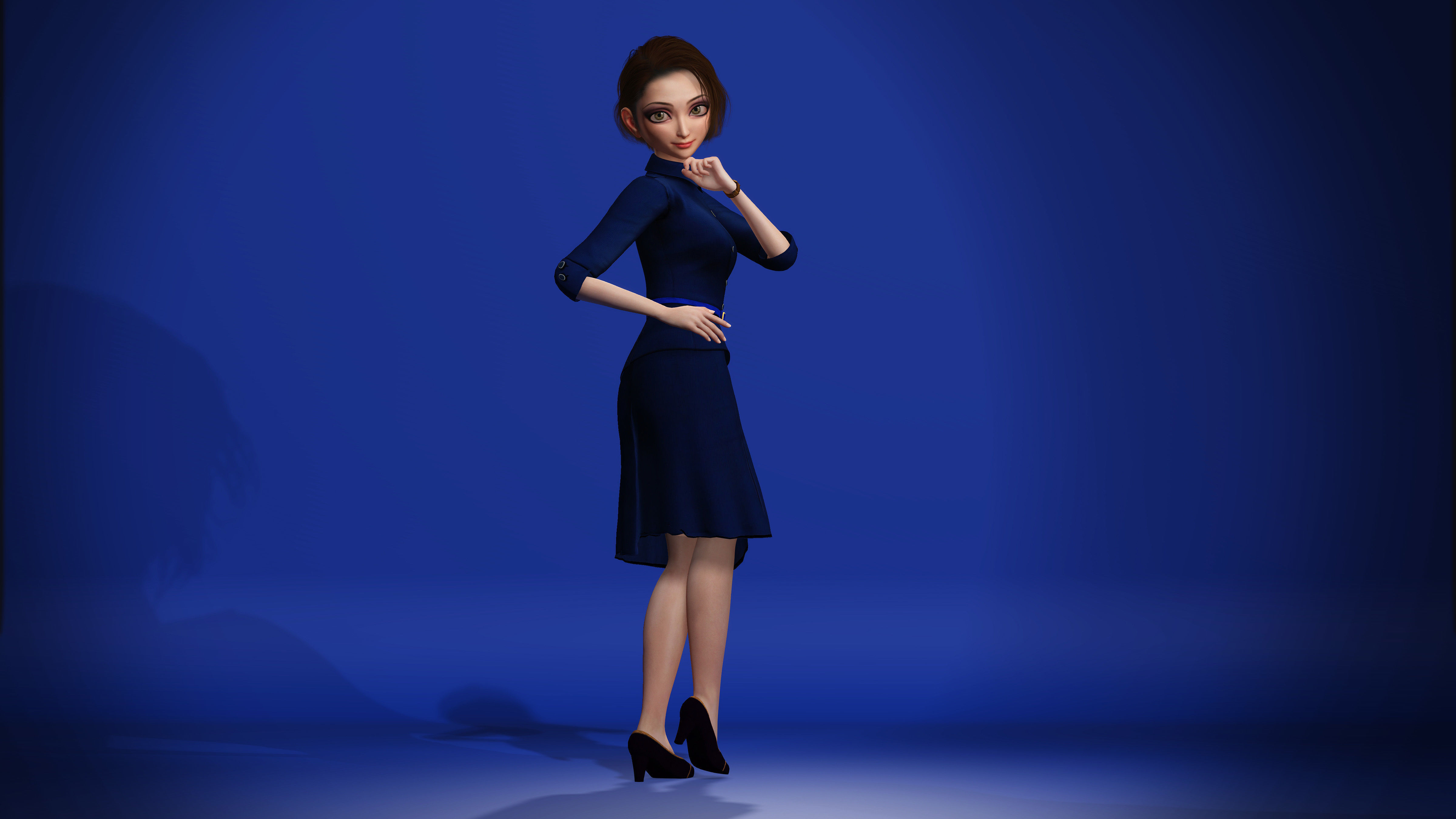 Stylized Lady Rigged with expression blend shapes 3D model rigged ...