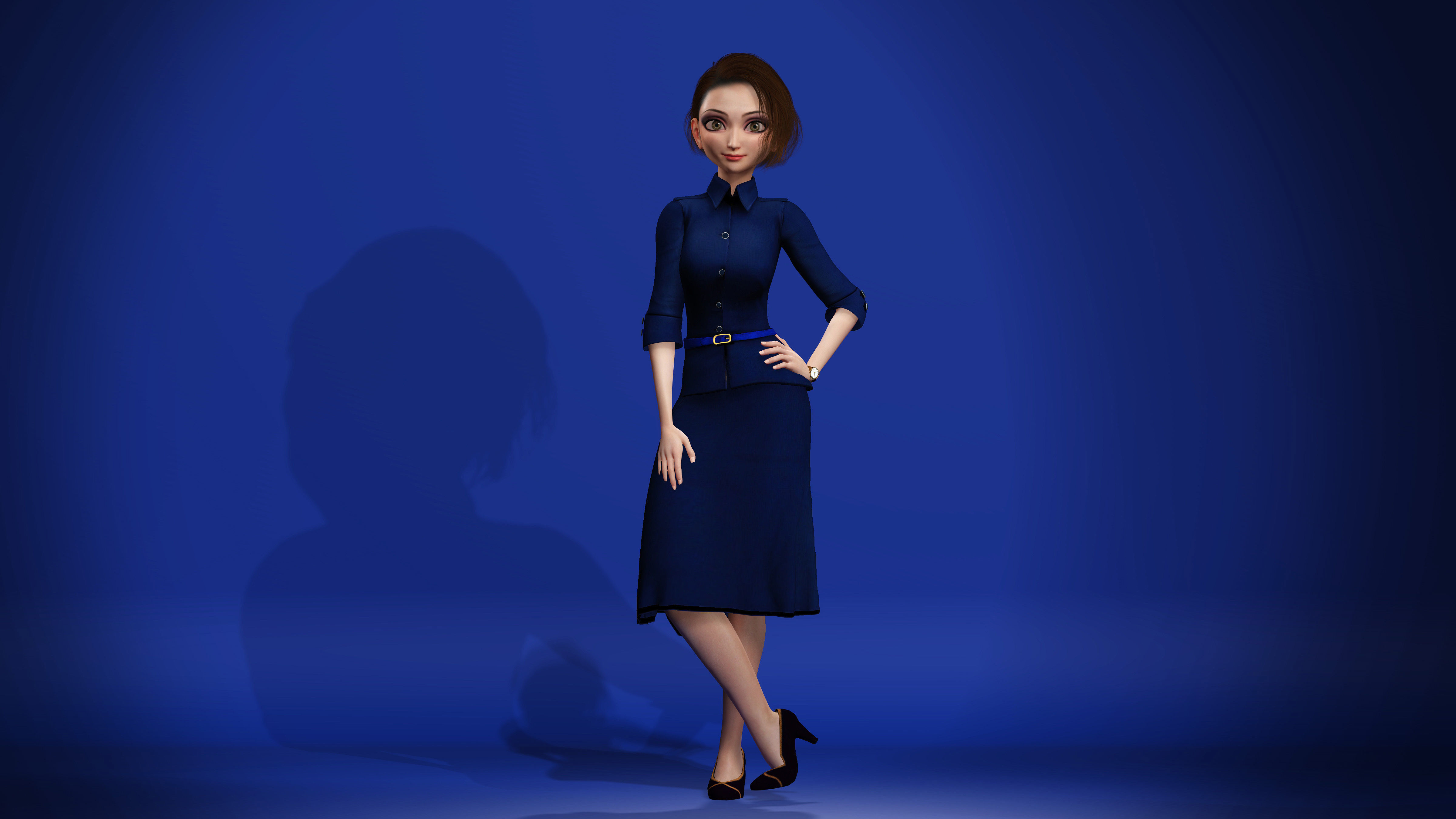 Stylized Lady Rigged with expression blend shapes 3D model rigged ...
