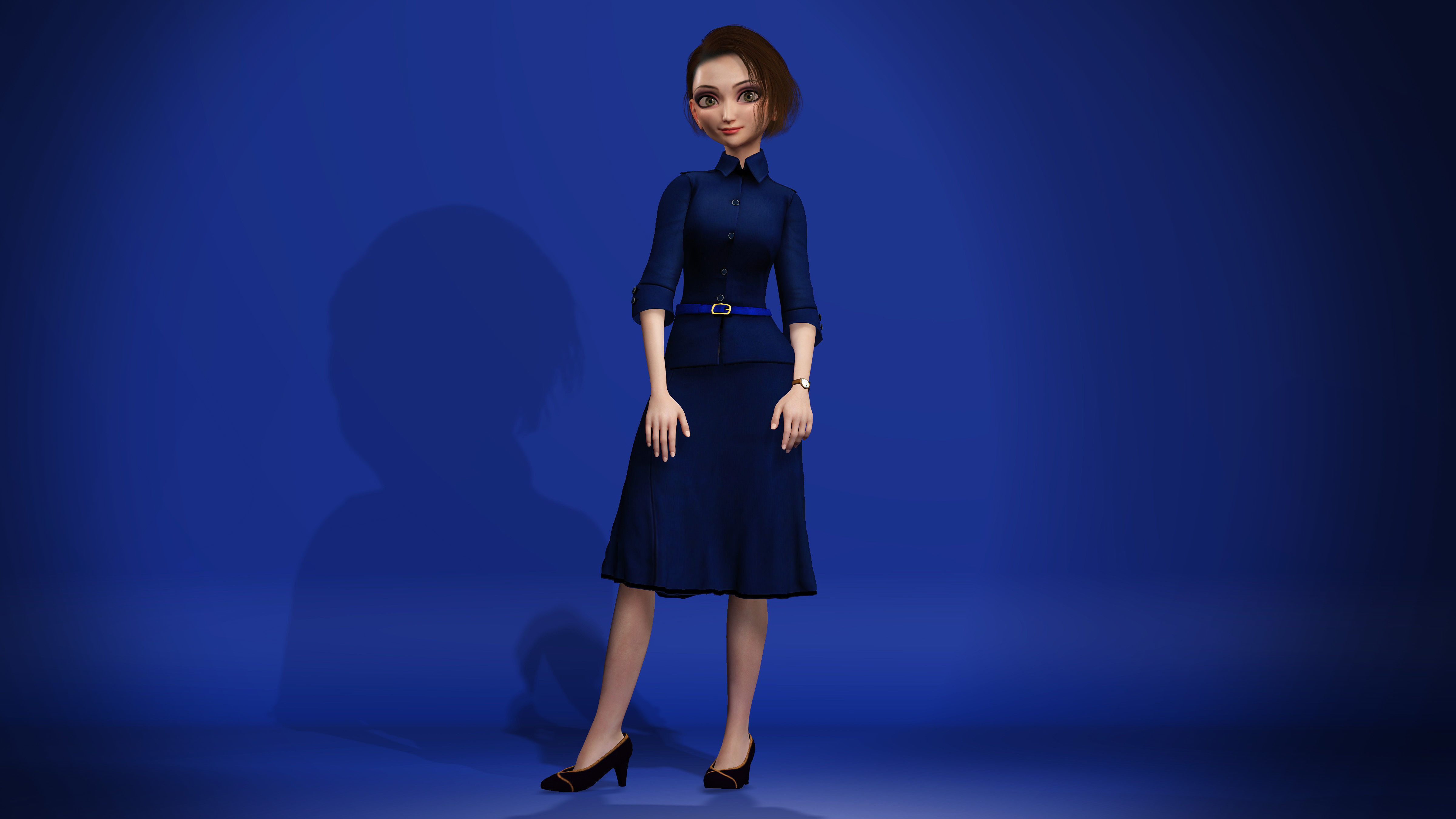 Stylized Lady Rigged with expression blend shapes 3D model rigged ...