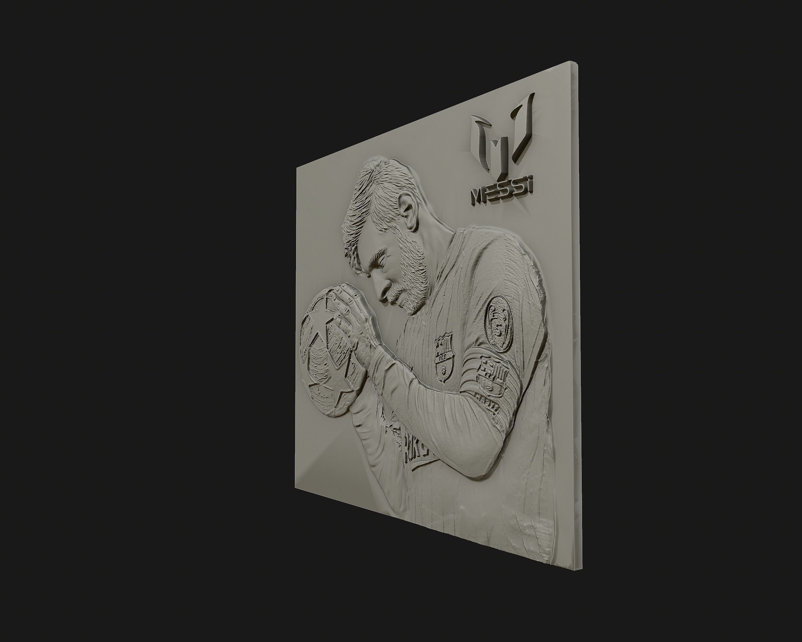 Leo Messi Relief sculpture 3D model 3D printable | CGTrader