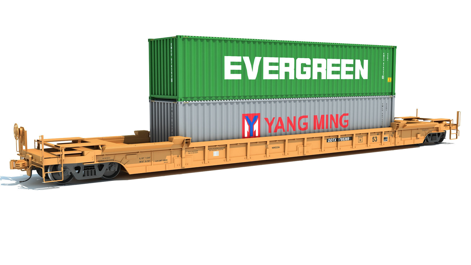 Train Car with Containers 3D model | CGTrader
