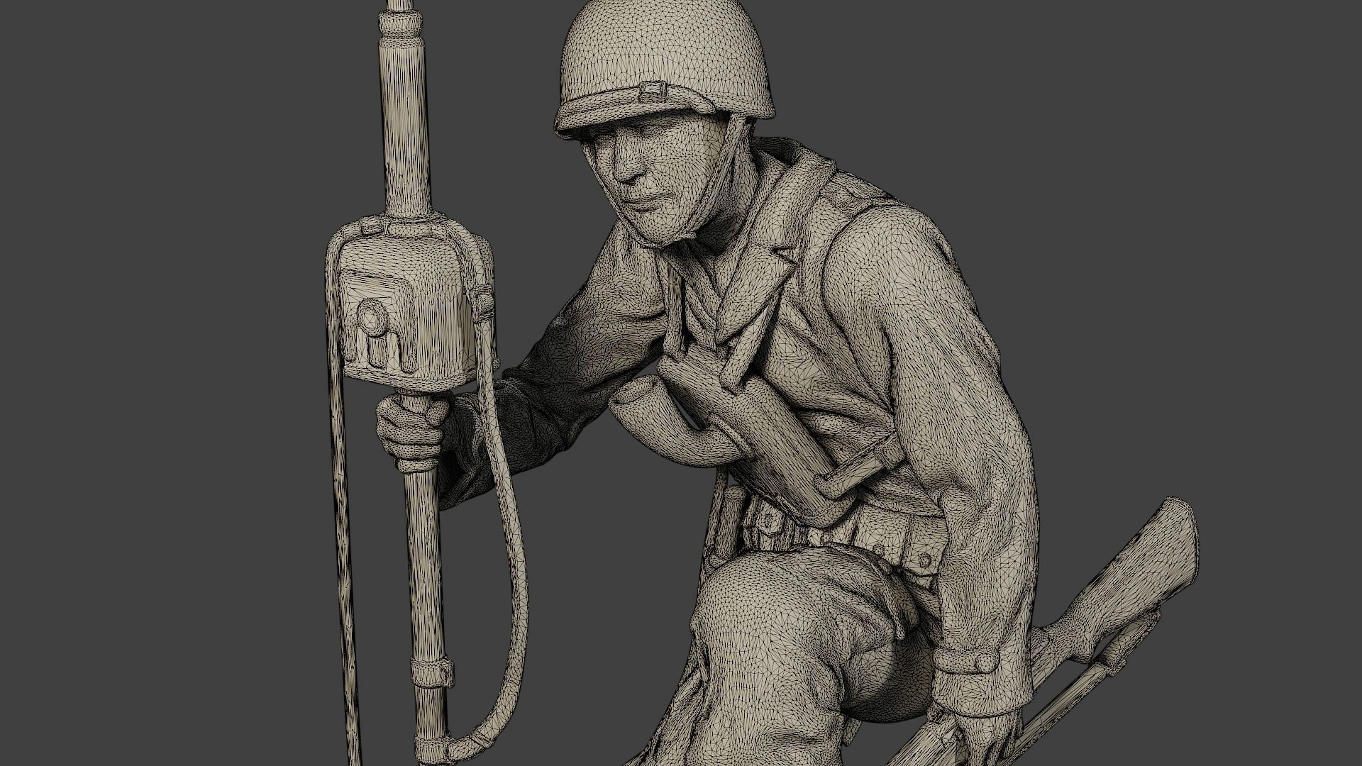 American engineer soldier ww2 Crouch2 A9 3D model 3D printable | CGTrader