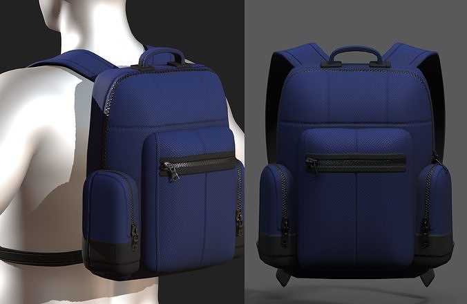 3D model Backpack bag baggage Color 3d low poly Low-poly VR / AR / low ...