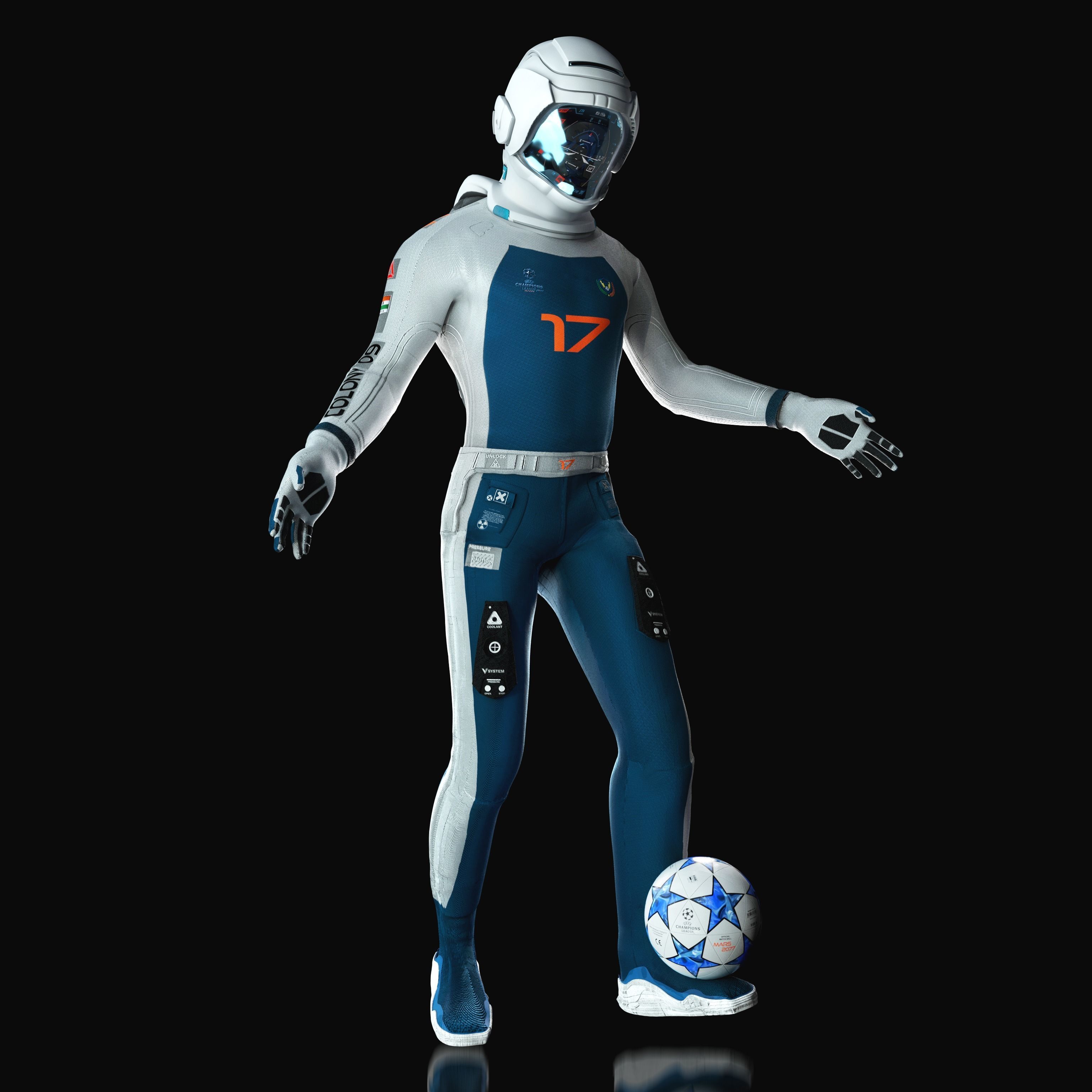3D model astronout astronaut with soccer ball VR / AR / low-poly | CGTrader