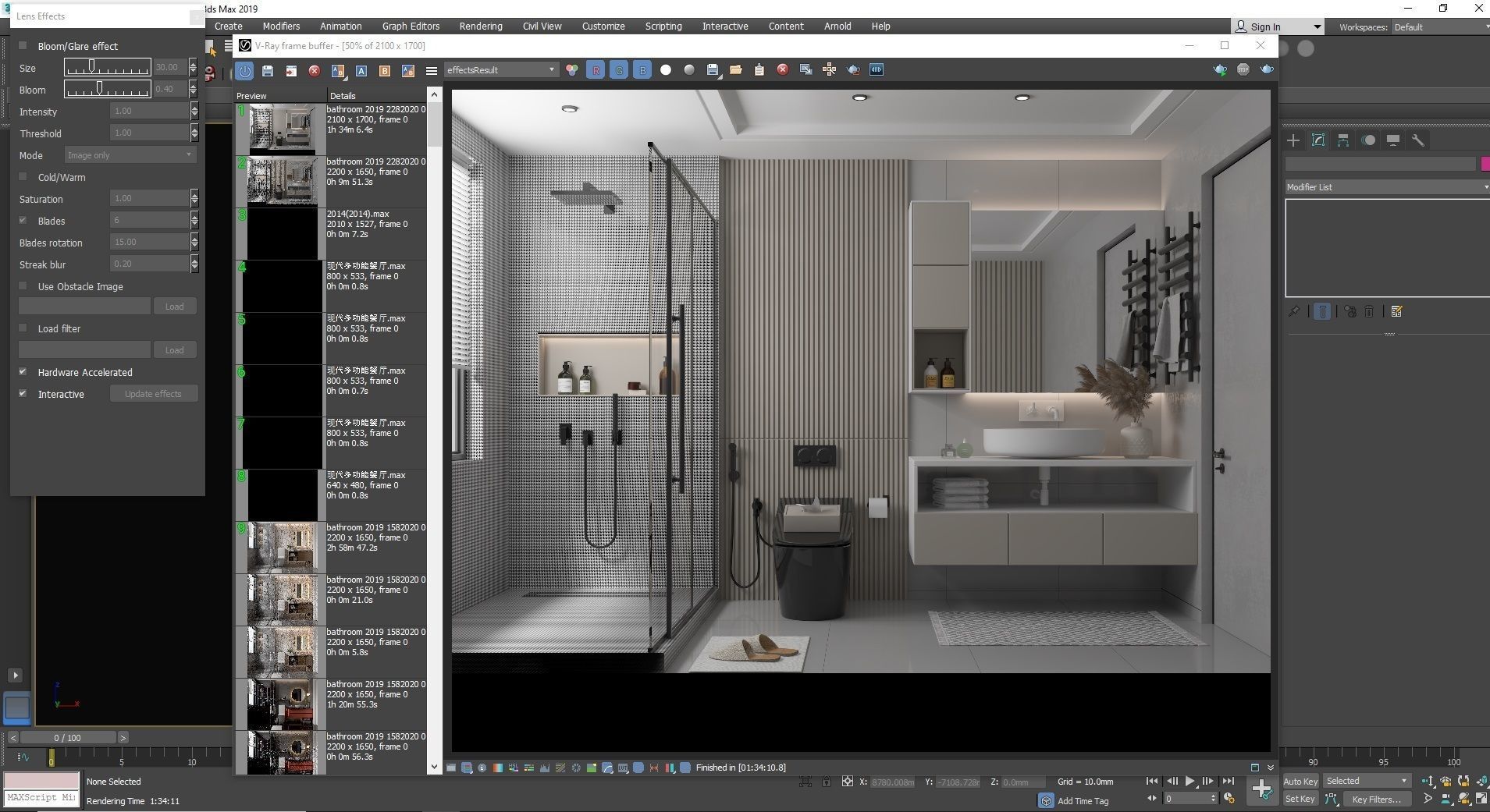 Modern bathroom with lights and render settings 3D model | CGTrader