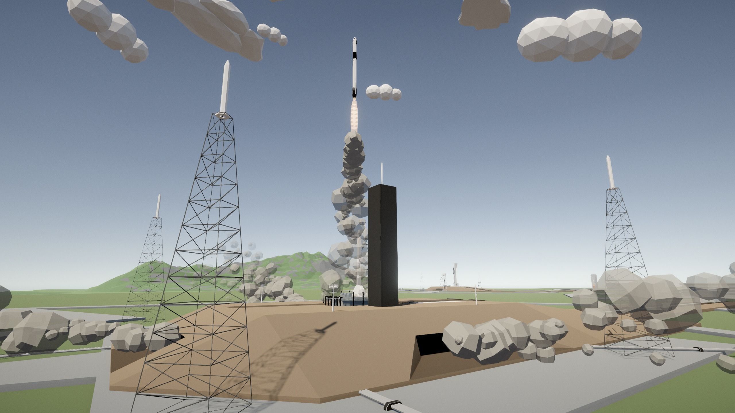 Low Poly Rocket Launch Complex 3D asset | CGTrader