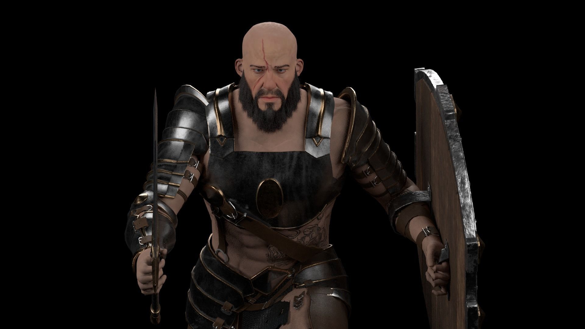 3D model Hector man in armor holding sword VR / AR / low-poly | CGTrader