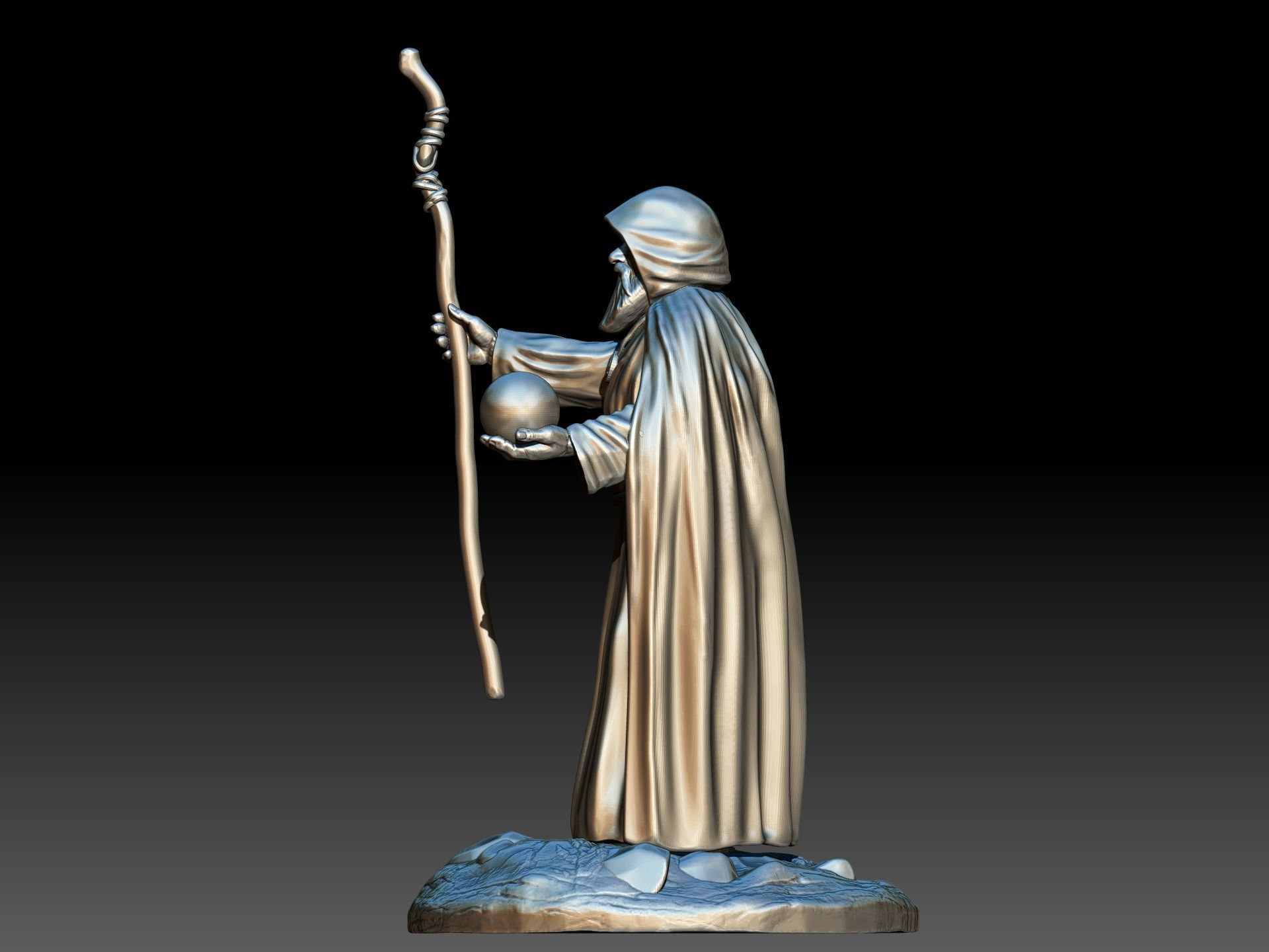 Wizard statue of holding ball 3D model 3D printable | CGTrader