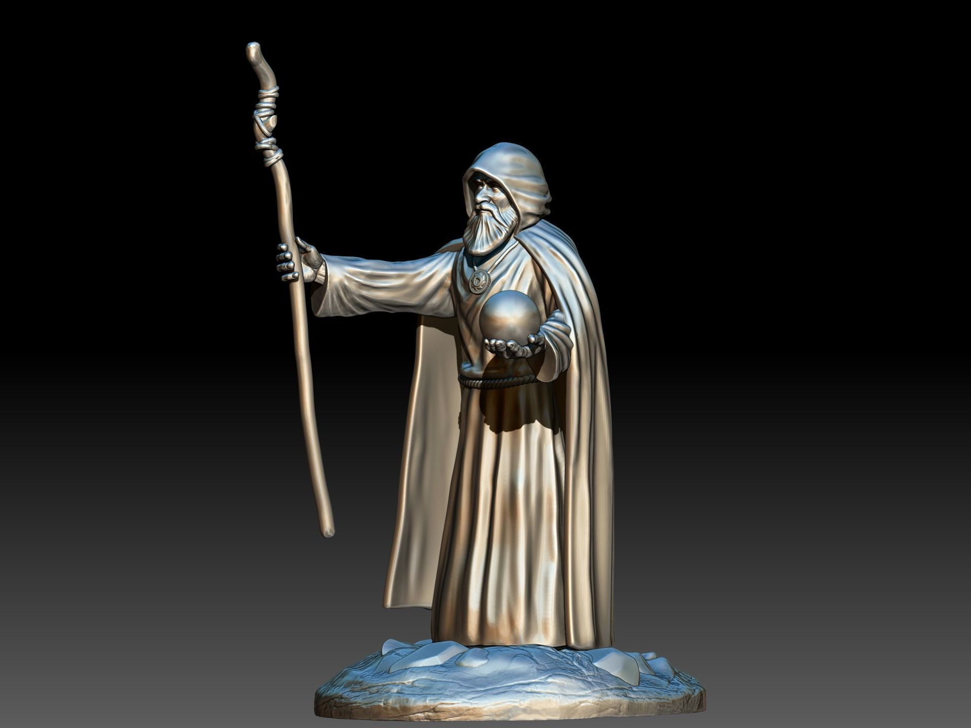 Wizard statue of holding ball 3D model 3D printable | CGTrader
