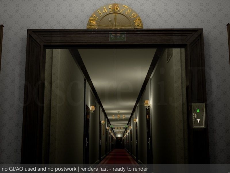 Fancy Hotel Corridor Ready to Render 3D model | CGTrader