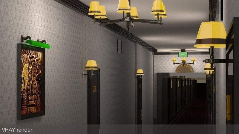 Fancy Hotel Corridor Ready to Render 3D model | CGTrader