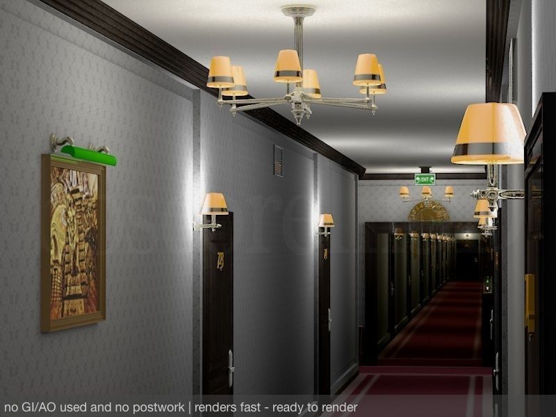 Fancy Hotel Corridor Ready to Render 3D model | CGTrader