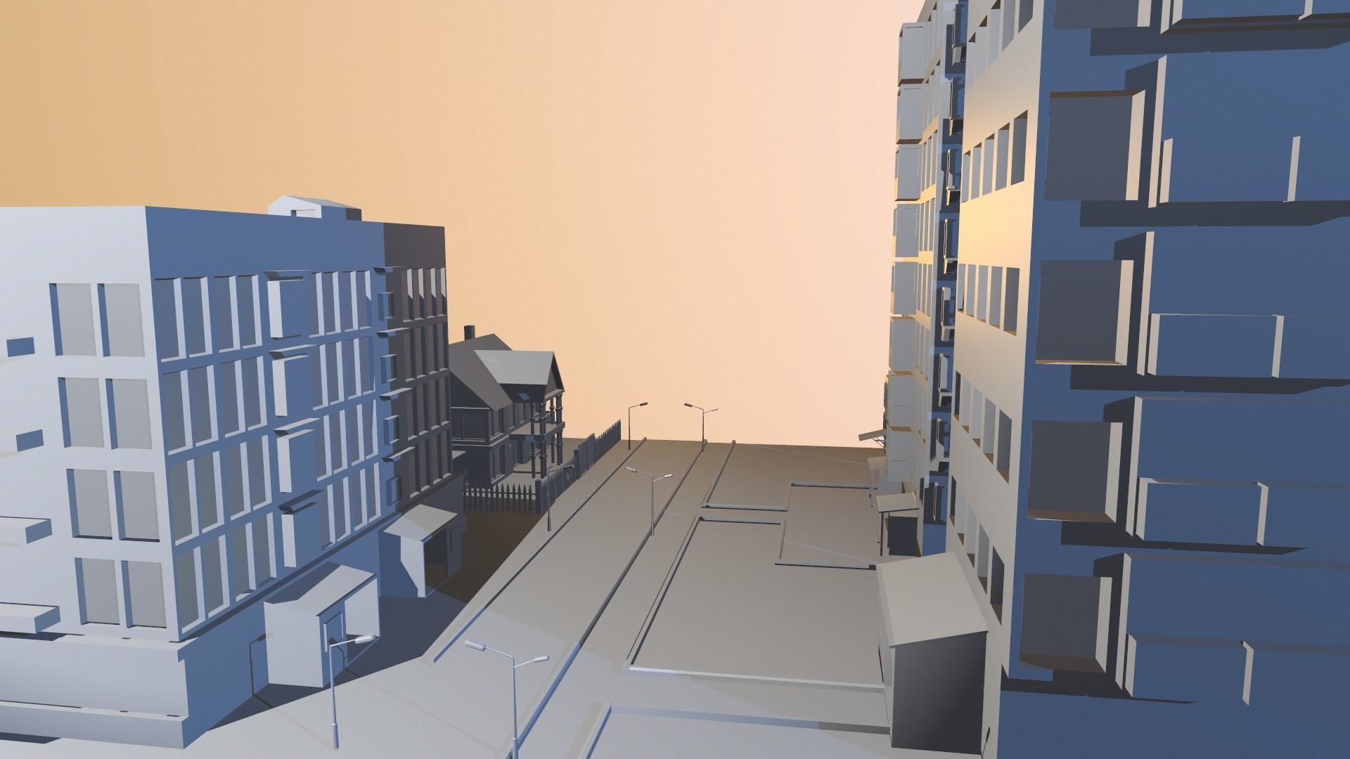 3D model small city block VR / AR / low-poly | CGTrader