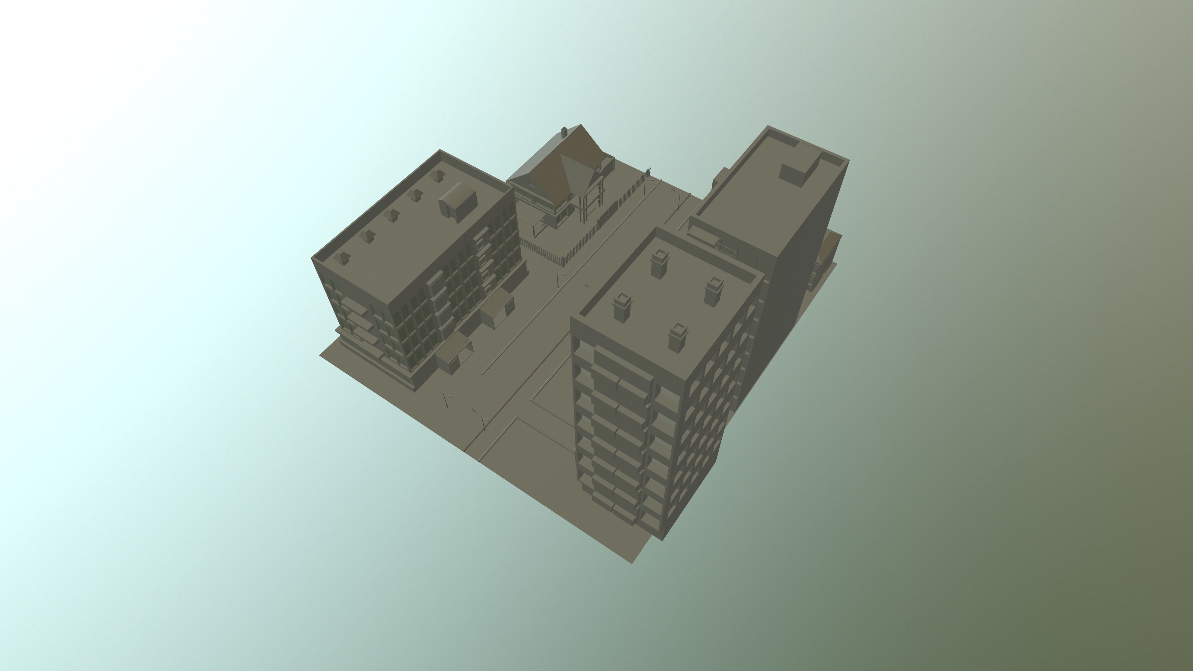 3D model small city block VR / AR / low-poly | CGTrader