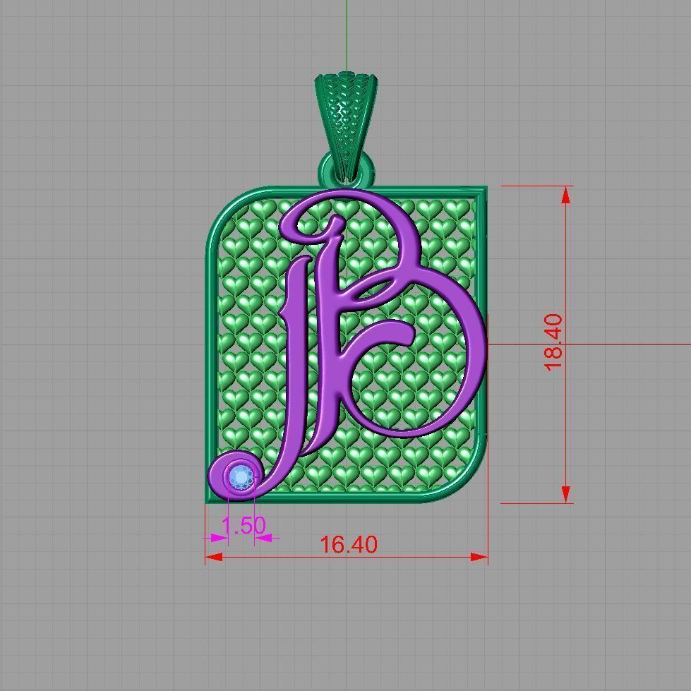 Monogram pendant JB 3D model 3D printable | CGTrader
