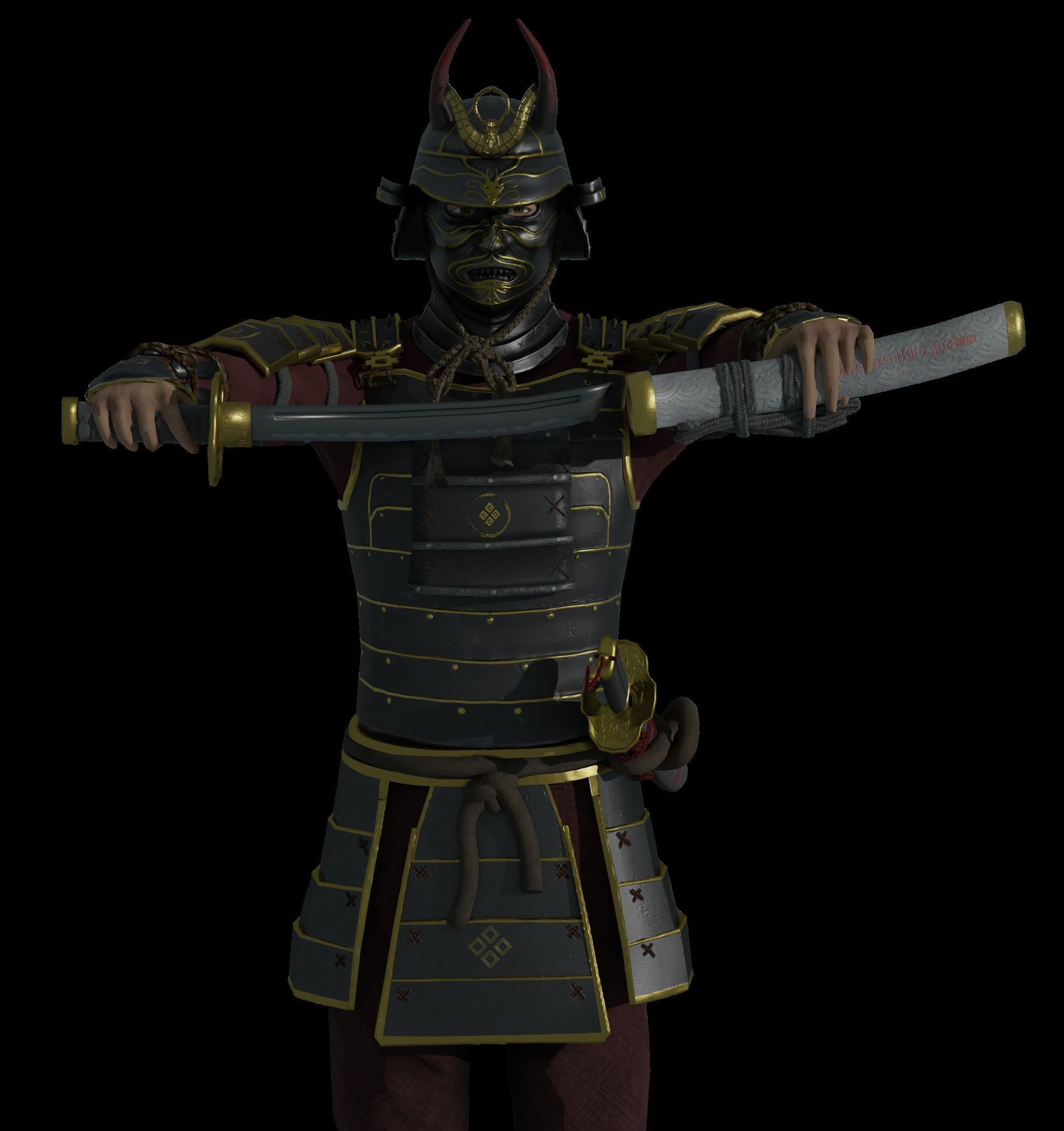 Samurai japanese free VR / AR / low-poly 3D model animated rigged ...