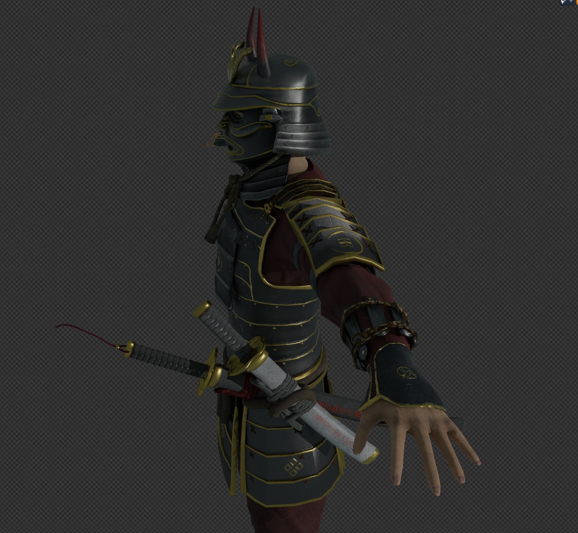 Samurai japanese free VR / AR / low-poly 3D model animated rigged ...