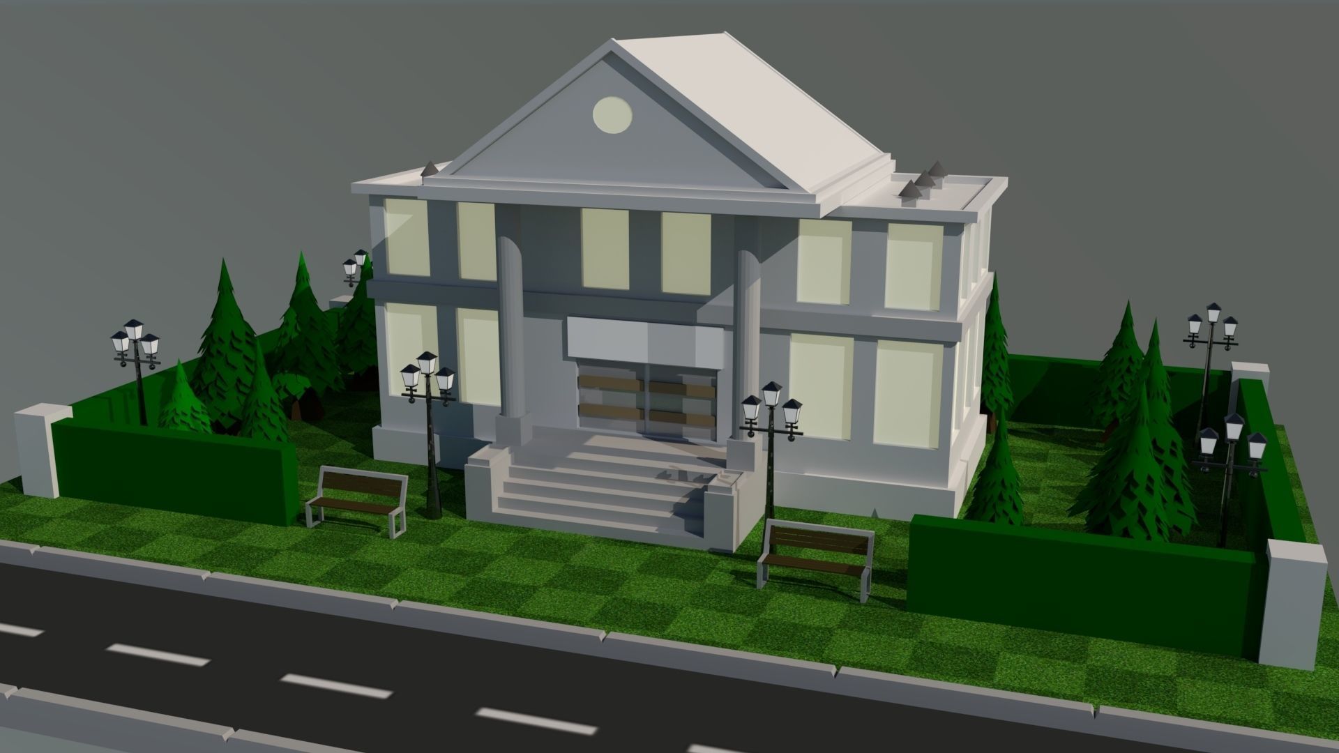 3D model land plot with a school VR / AR / low-poly | CGTrader