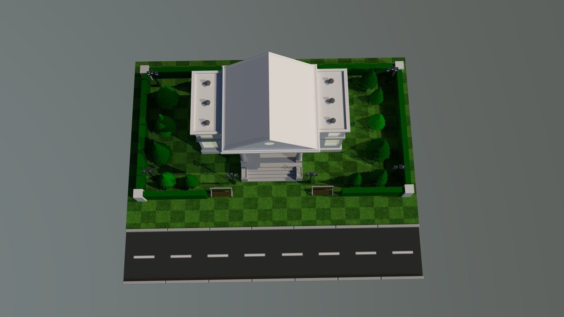 3D model land plot with a school VR / AR / low-poly | CGTrader