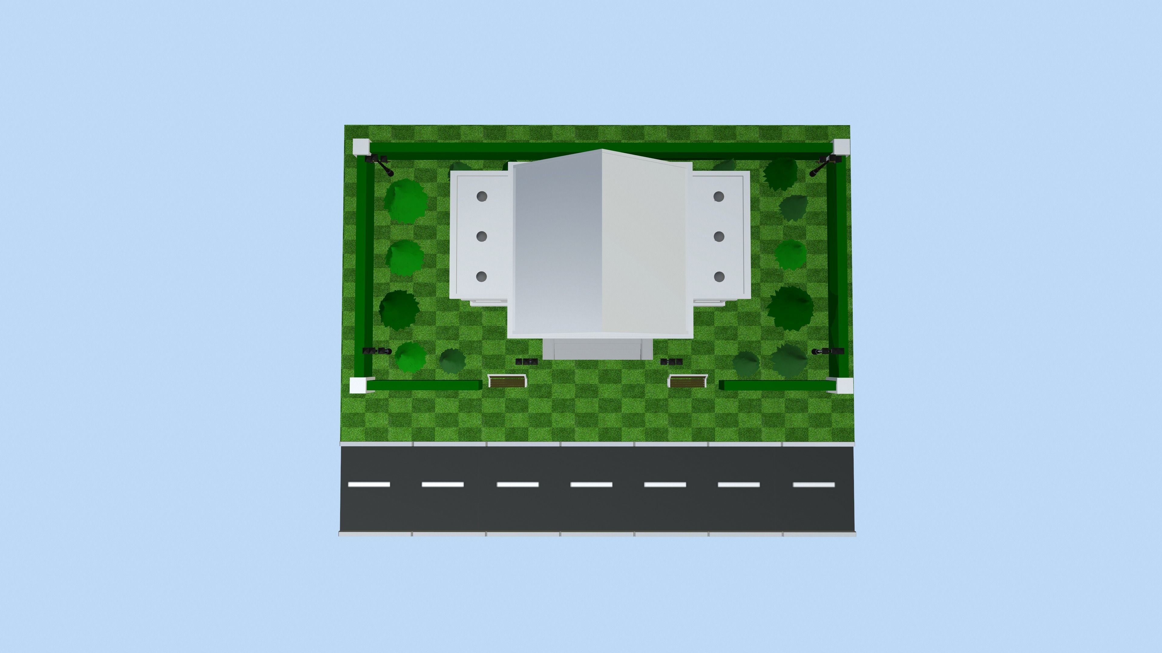 3D model land plot with a school VR / AR / low-poly | CGTrader