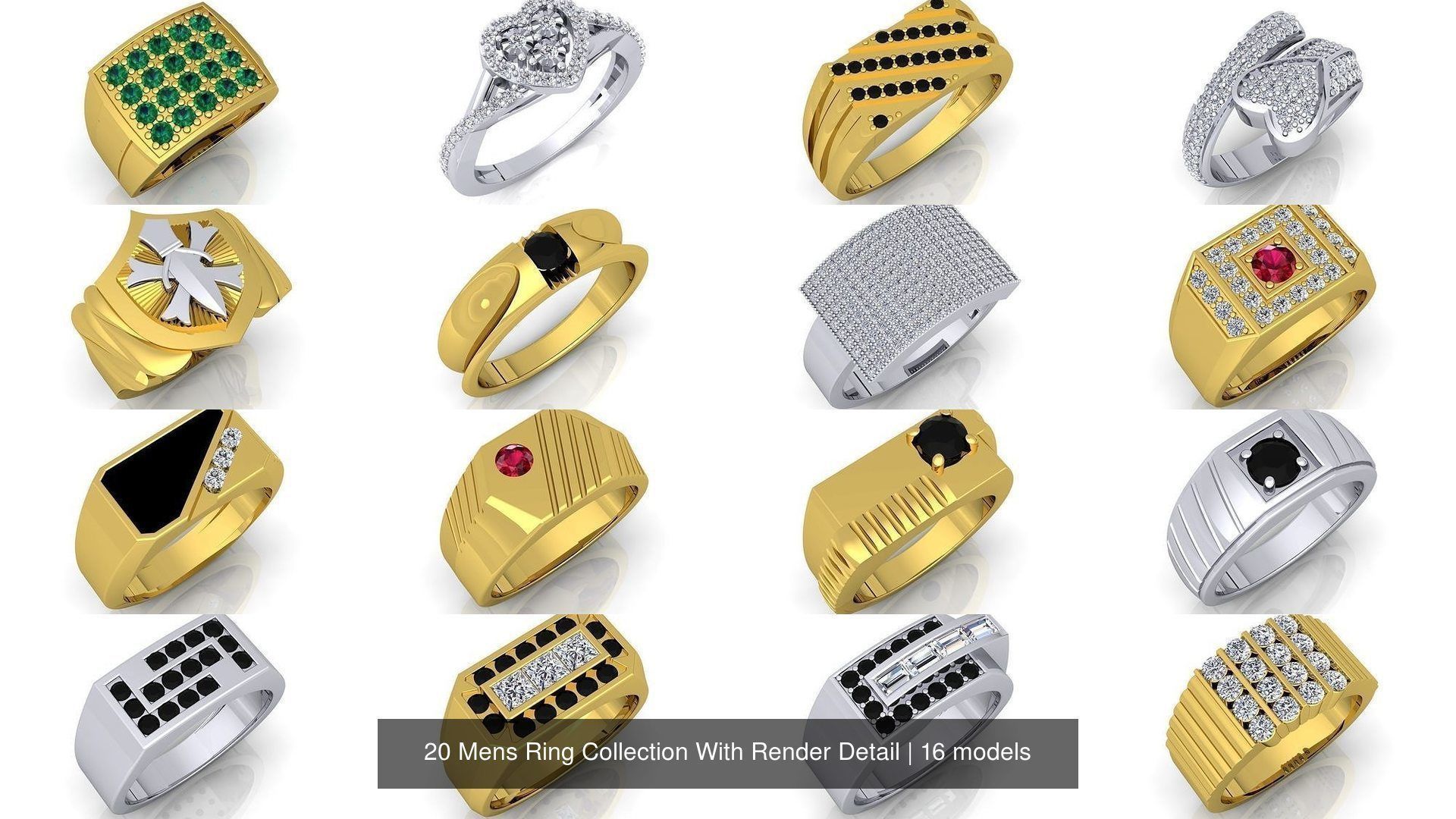 20 Mens Ring Collection With Render Detail | CGTrader