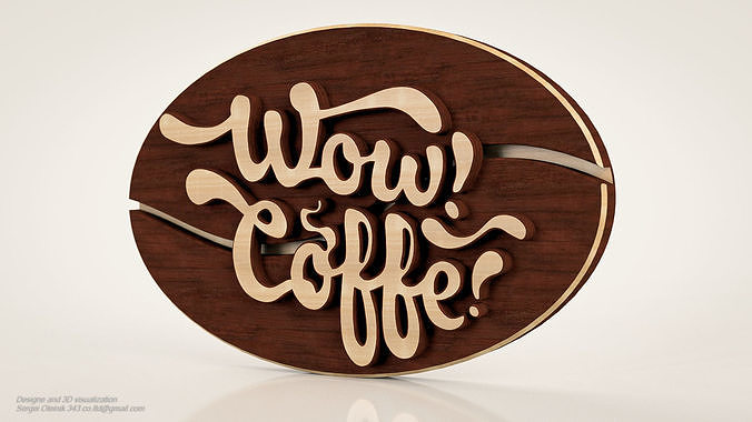 Coffee shop sign editeble model 3D model 3D printable | CGTrader