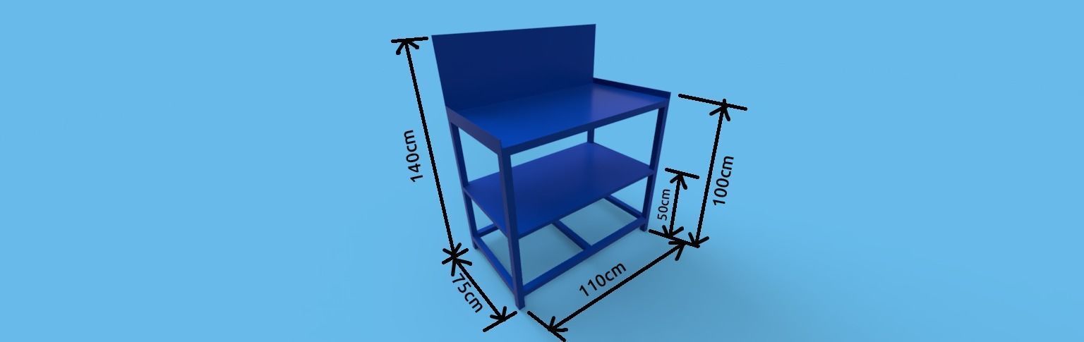 Industrial Steel Table Rack 3D model | CGTrader