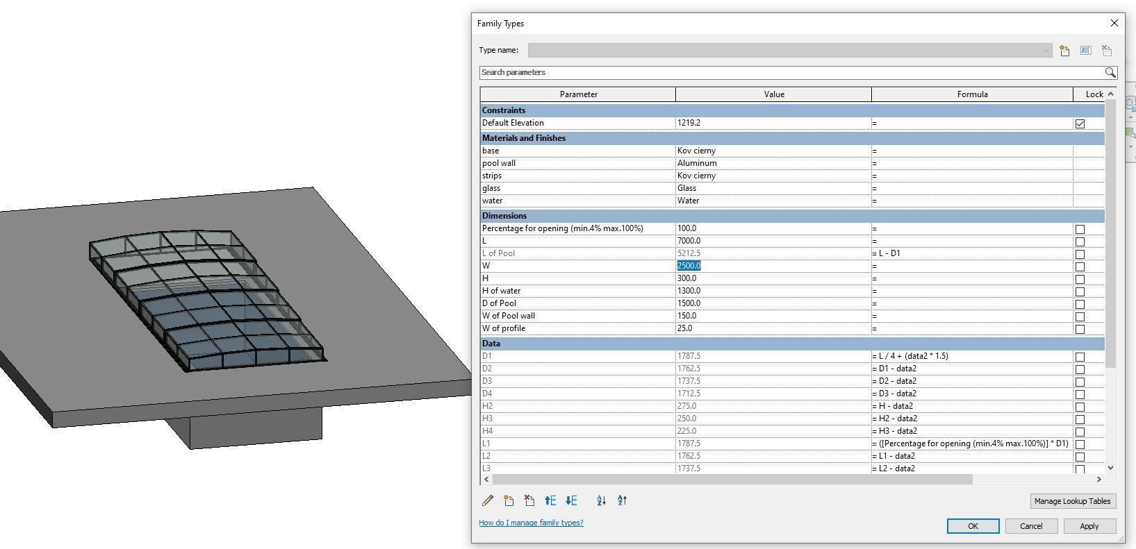3D model Swimming pool with roof - Full parametric Revit Family VR / AR ...