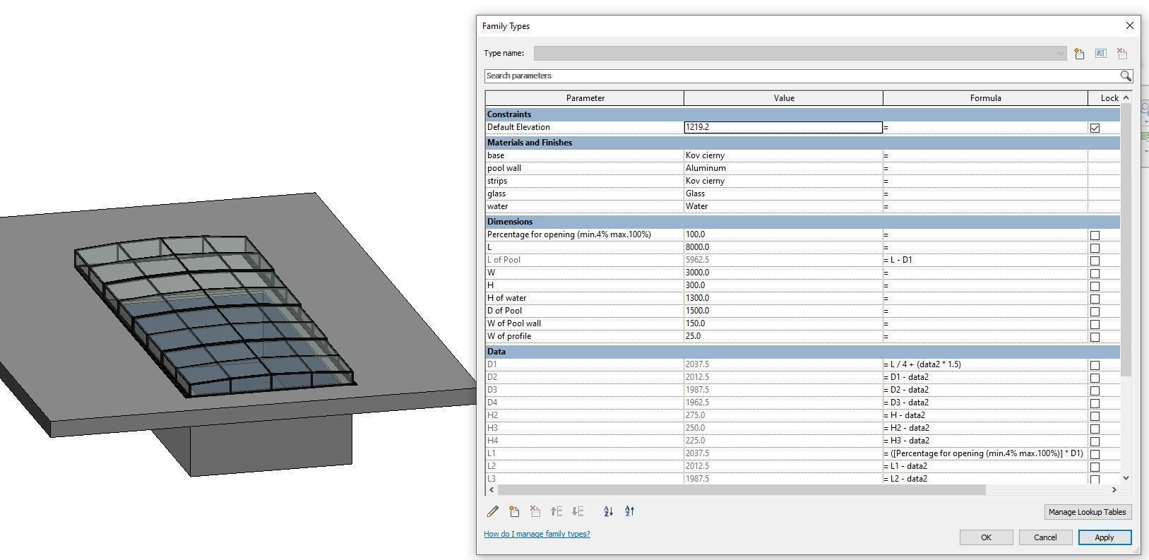 3D model Swimming pool with roof - Full parametric Revit Family VR / AR ...