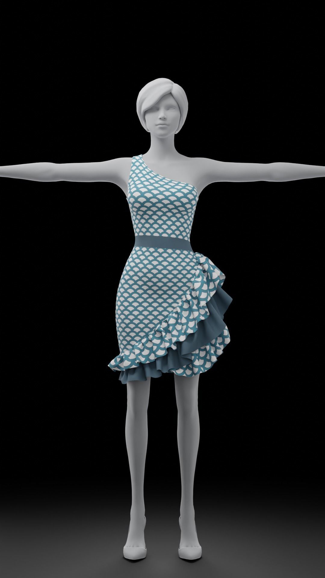 Short dress with pattern 3D model | CGTrader