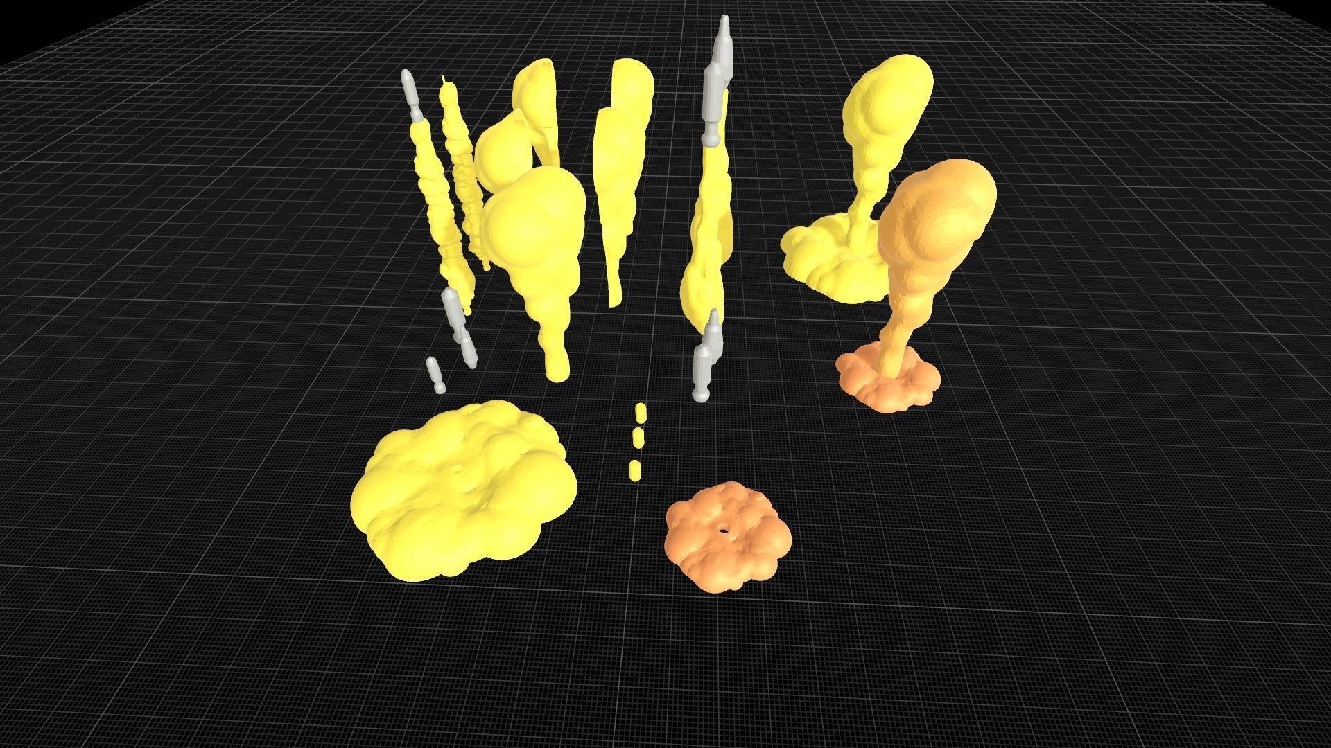 -AFEF03- Action Figure explosion flame effect 03 w missile smoke 3D ...